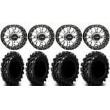System 3 ST-3 Machined 14" Wheels 27" Swamp Lite Tires Polaris RZR XP ...