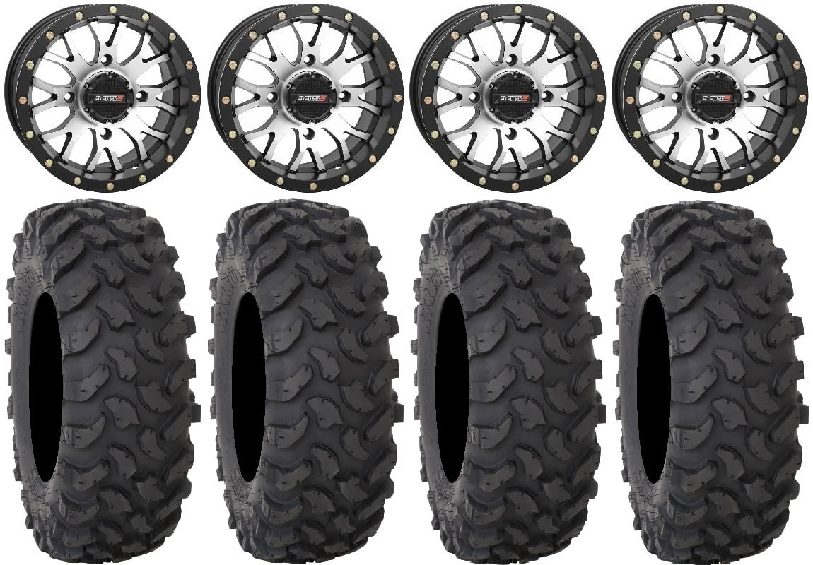System 3 ST-3 Machined 14" Wheels 27" XTR370 Tires Yamaha Viking ...