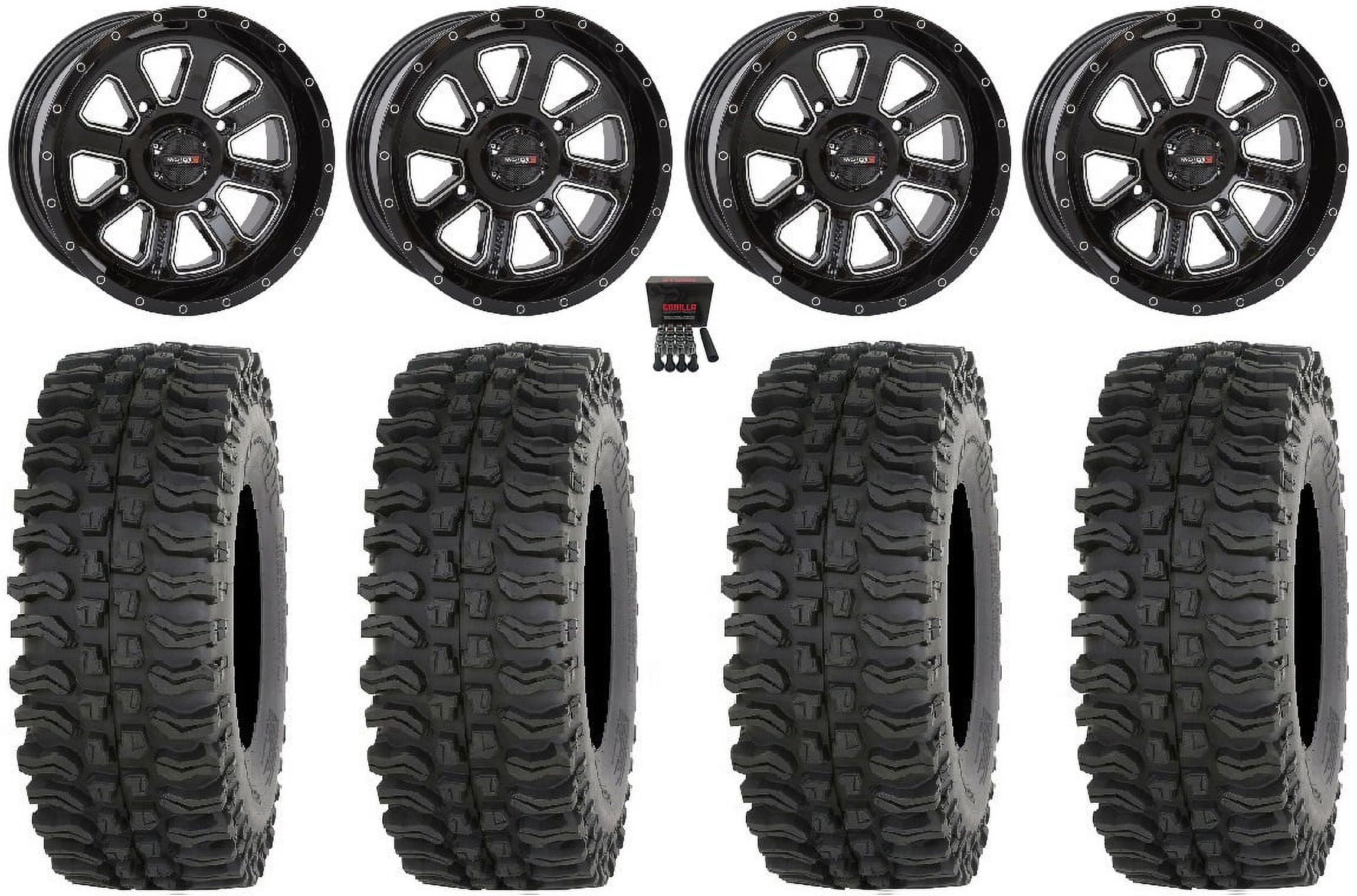 System 3 ST-4 14" Wheels Black 27" BDC Tires Yamaha Viking Wolverine ...