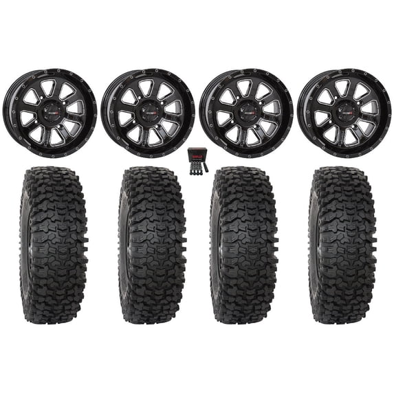 System 3 ST-4 14" Wheels Black 27" RC500 Tires Honda Pioneer - Walmart.com