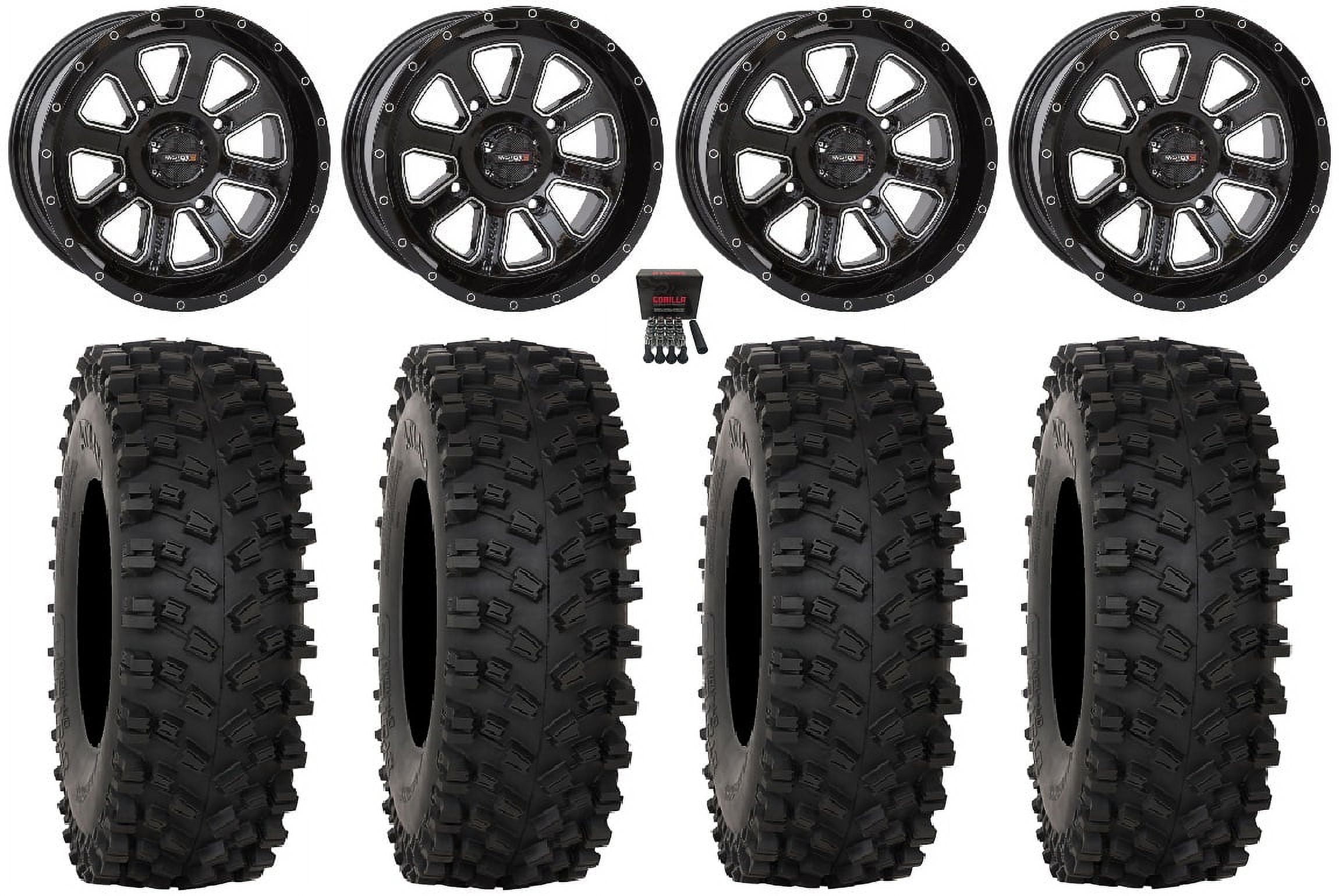 System 3 ST-4 14" Wheels Black 28" ATX470 Tires Polaris RZR XP 1000 ...