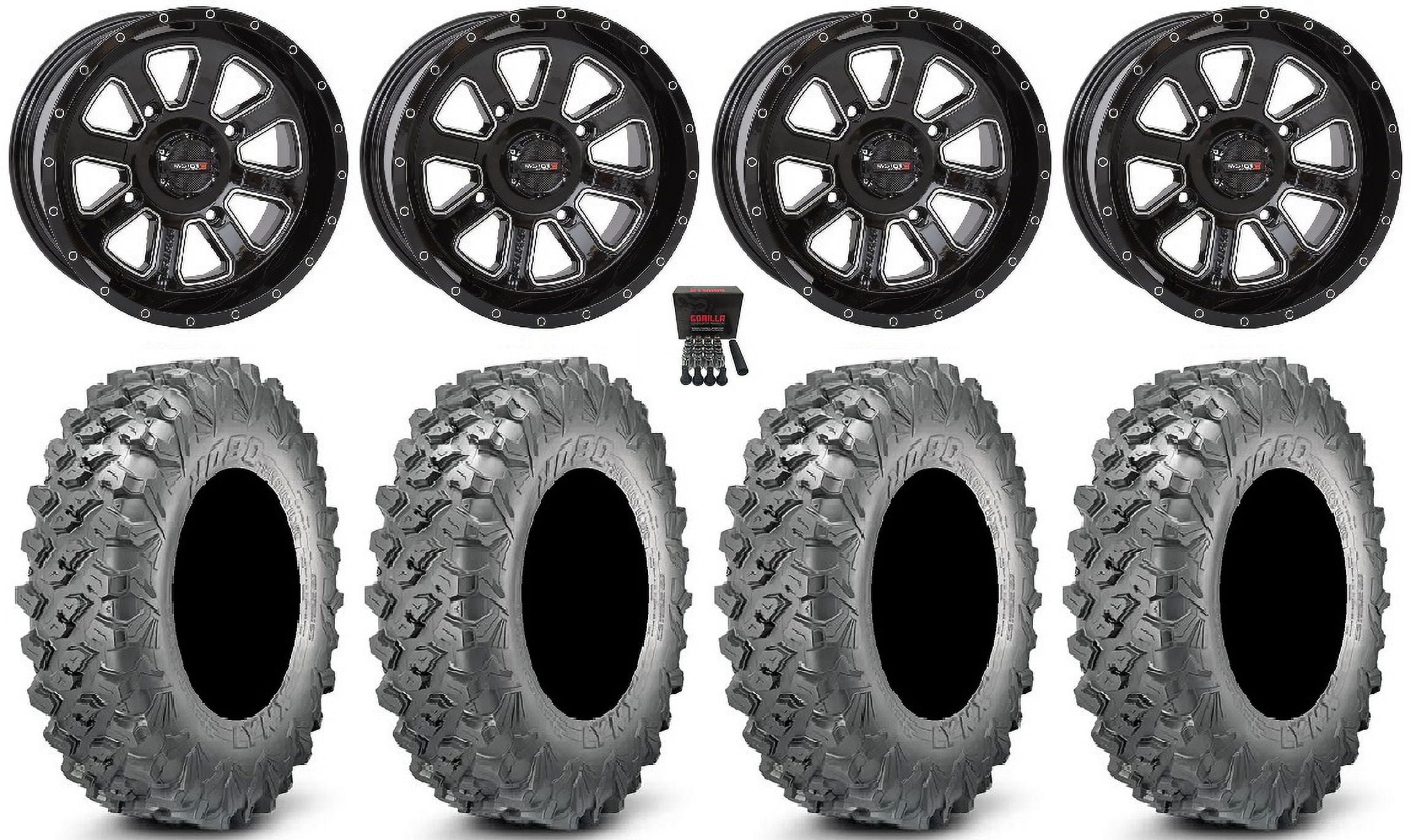 System 3 ST-4 14" Wheels Black 28" Lynx SXS Tires Honda Foreman Rancher ...