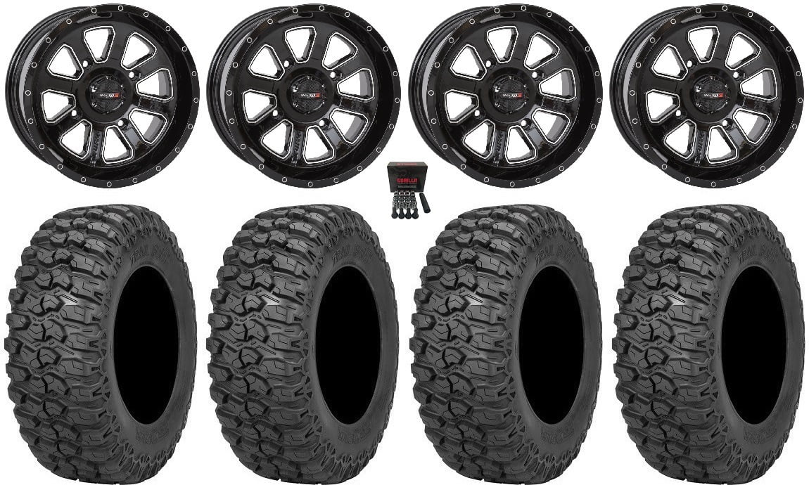 System 3 ST-4 14" Wheels Black 28" Trail Saw 2.0 Tires Yamaha Viking ...