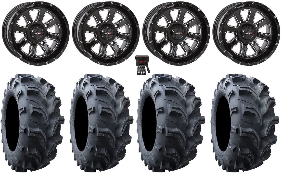 System 3 ST-4 14" Wheels Black 28" Vampire II Tires Honda Foreman ...