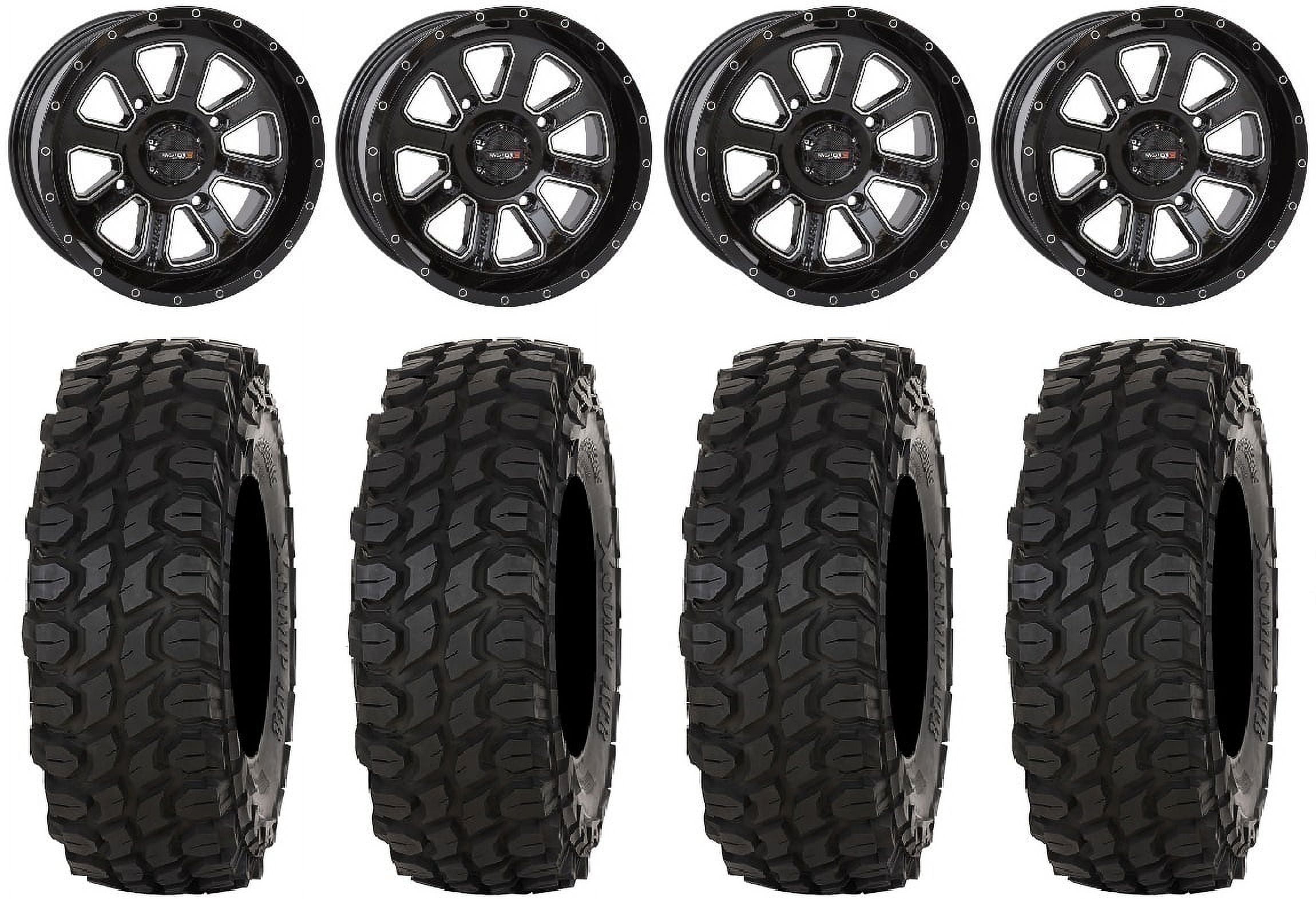 System 3 ST-4 14" Wheels Black 28" XComp ATR Tires Can-Am Maverick X3 ...