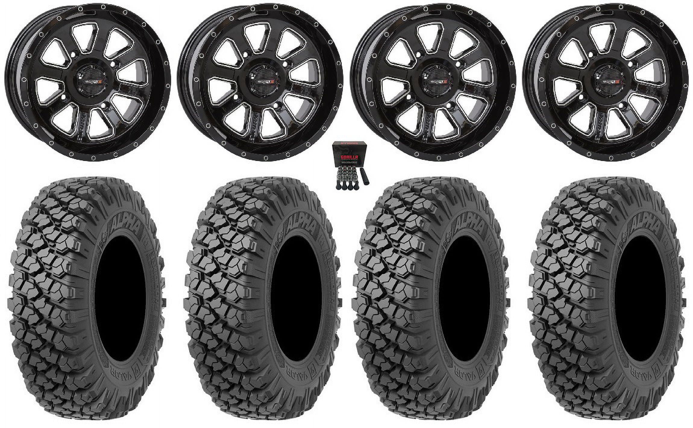 System 3 ST-4 14" Wheels Black 30" Alpha Tires Polaris RZR XP 1000 ...
