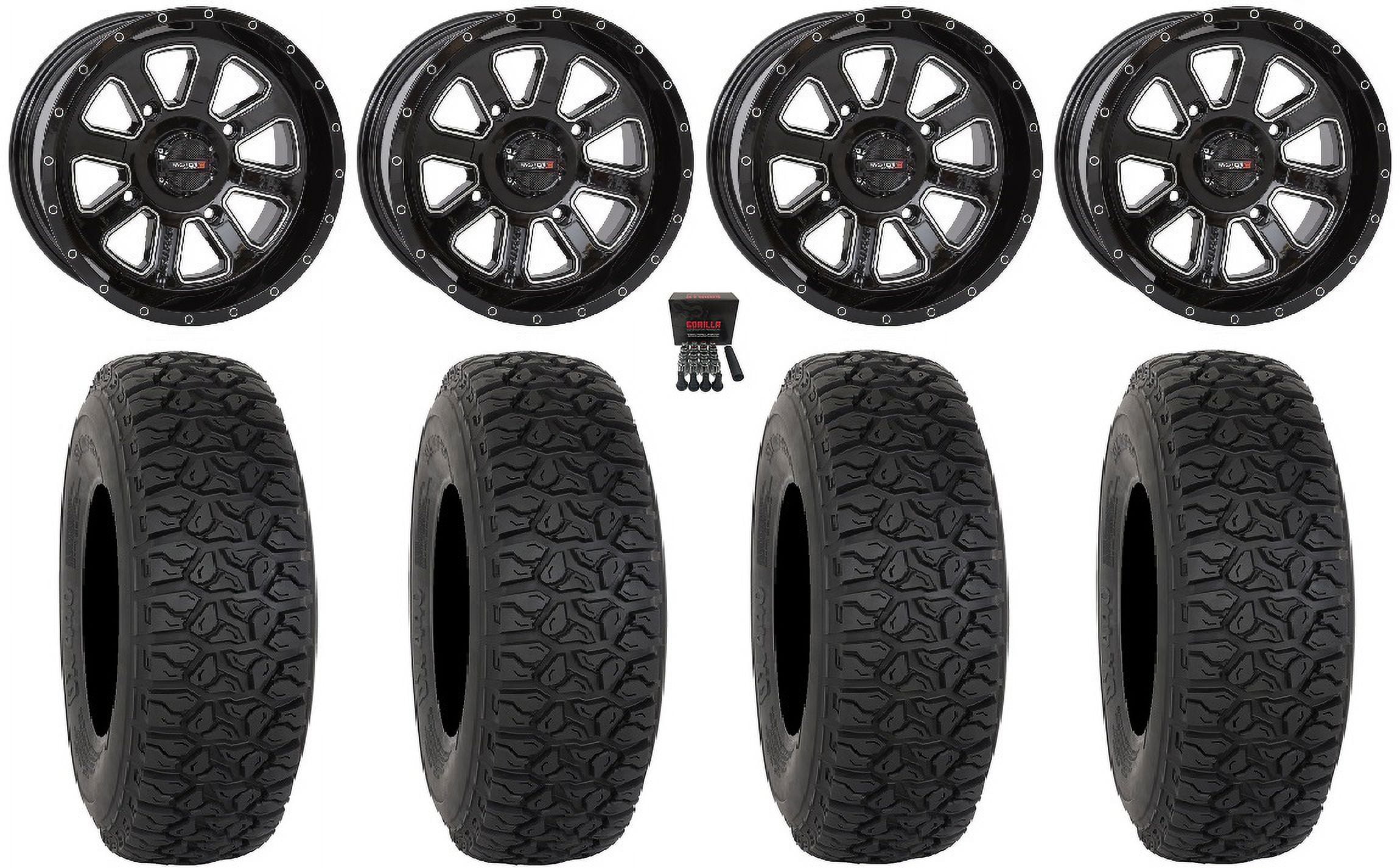 System 3 ST-4 14" Wheels Black 30" DX440 Tires Sportsman RZR Ranger ...