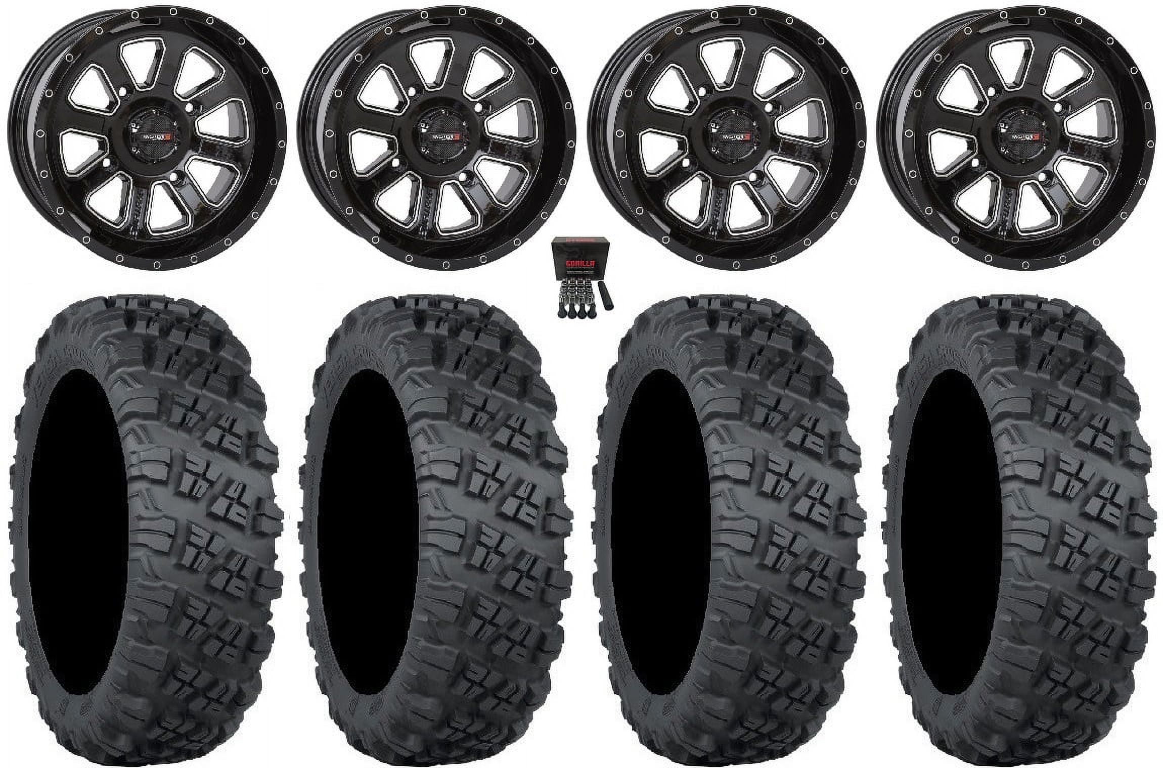 System 3 ST-4 14" Wheels Black 32" Versa Cross V3 Tires Sportsman RZR ...