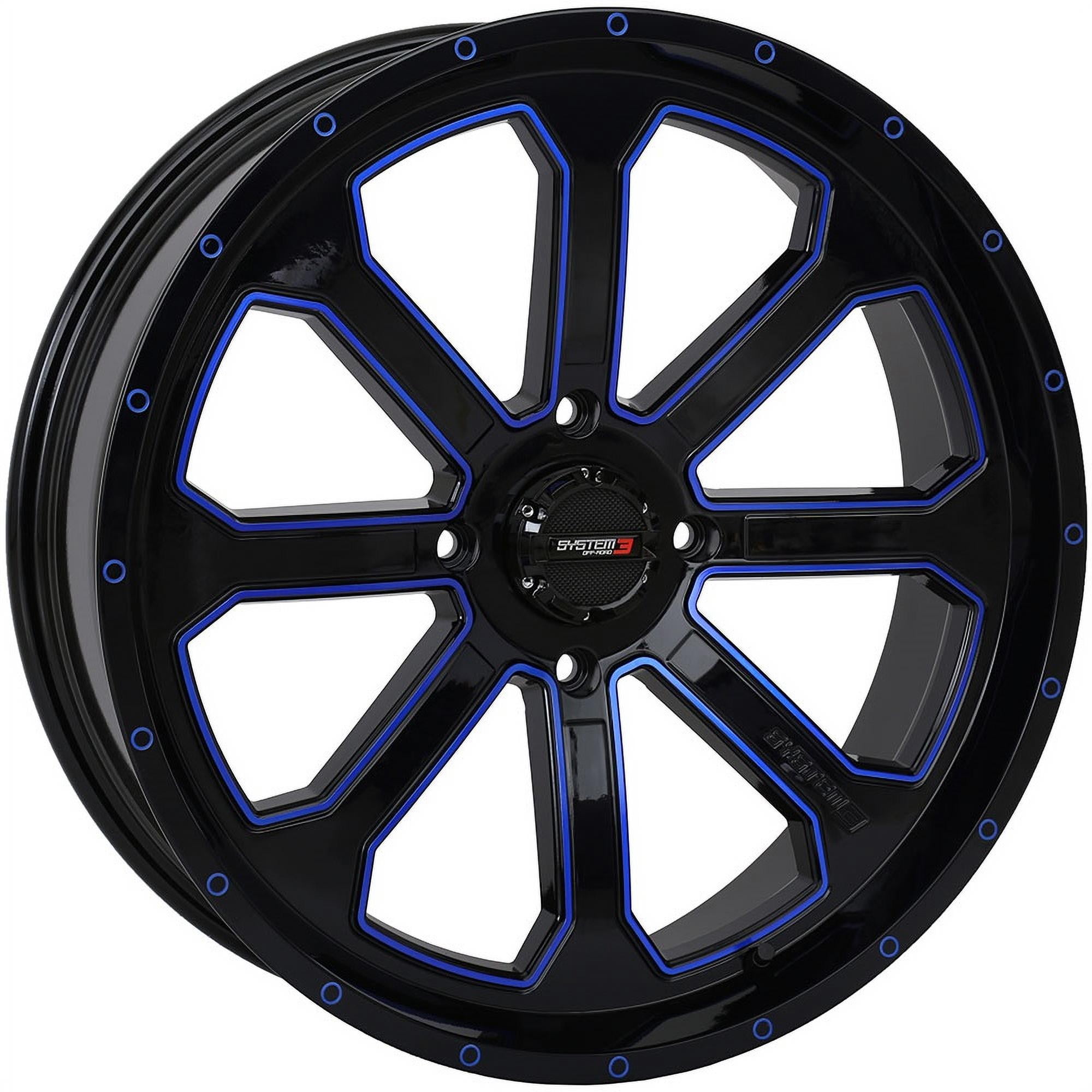 System 3 ST-4 20x6.5 ATV/UTV Wheel - Gloss Black/Blue (4/156) 4+2.5 ...