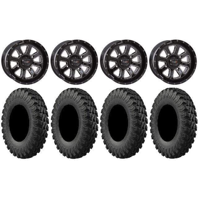 System 3 ST-4 Black 14" Wheels 28" MotoRally Tires Sportsman RZR Ranger ...