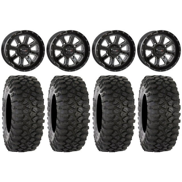 System 3 ST-4 Black 14" Wheels 32" XC450 Tires Yamaha Viking Wolverine ...