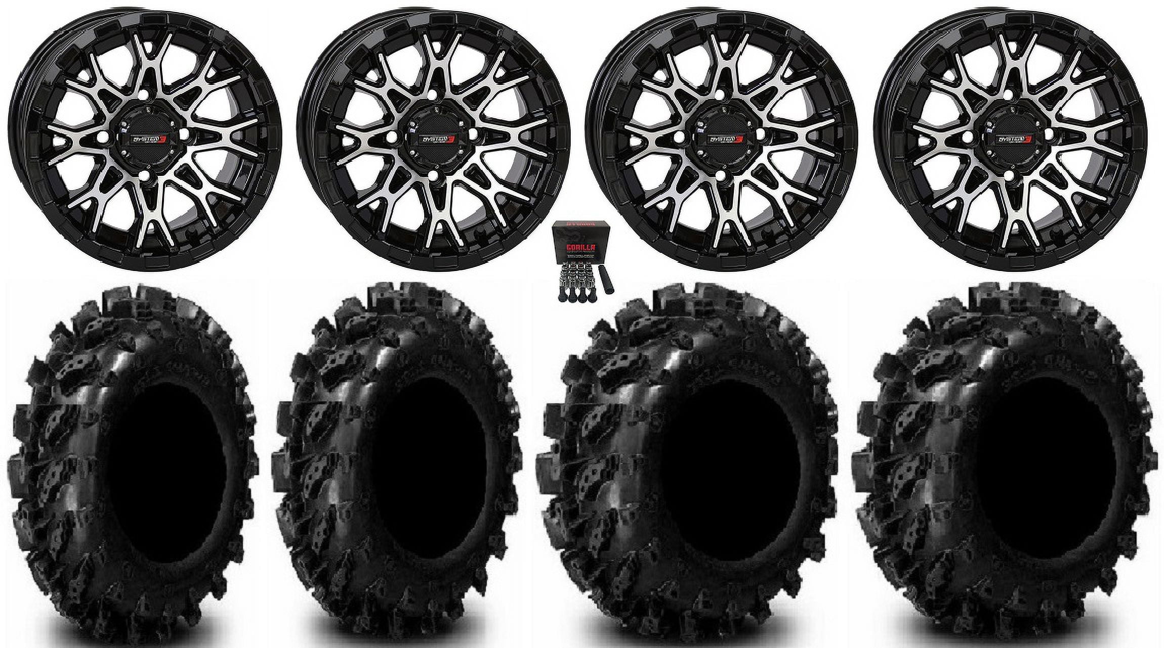 System 3 ST-6 12" Wheels Black 26" Swamp Lite Tires Honda Foreman ...