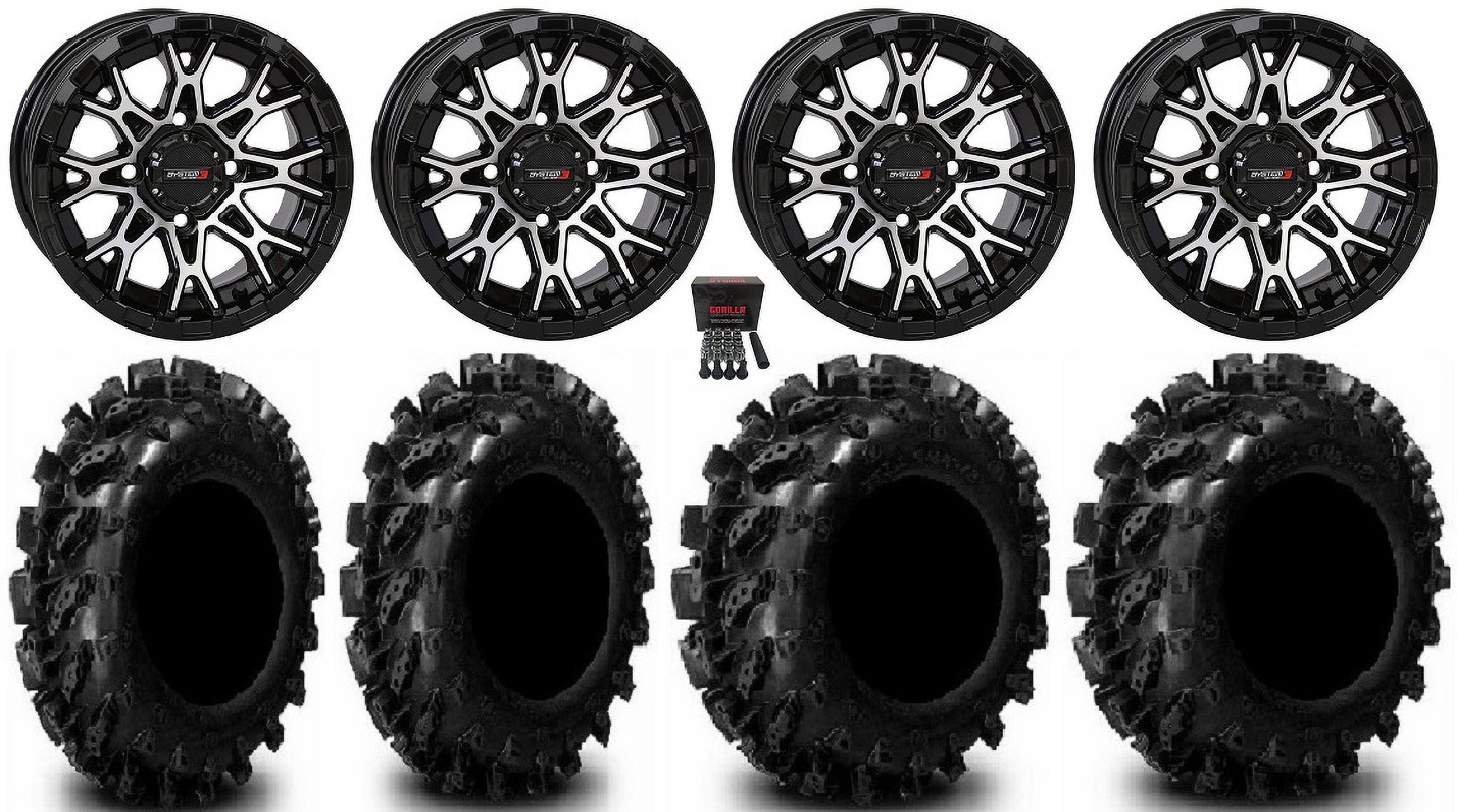 System 3 ST-6 12" Wheels Black 26" Swamp Lite Tires Honda Rincon Yamaha ...