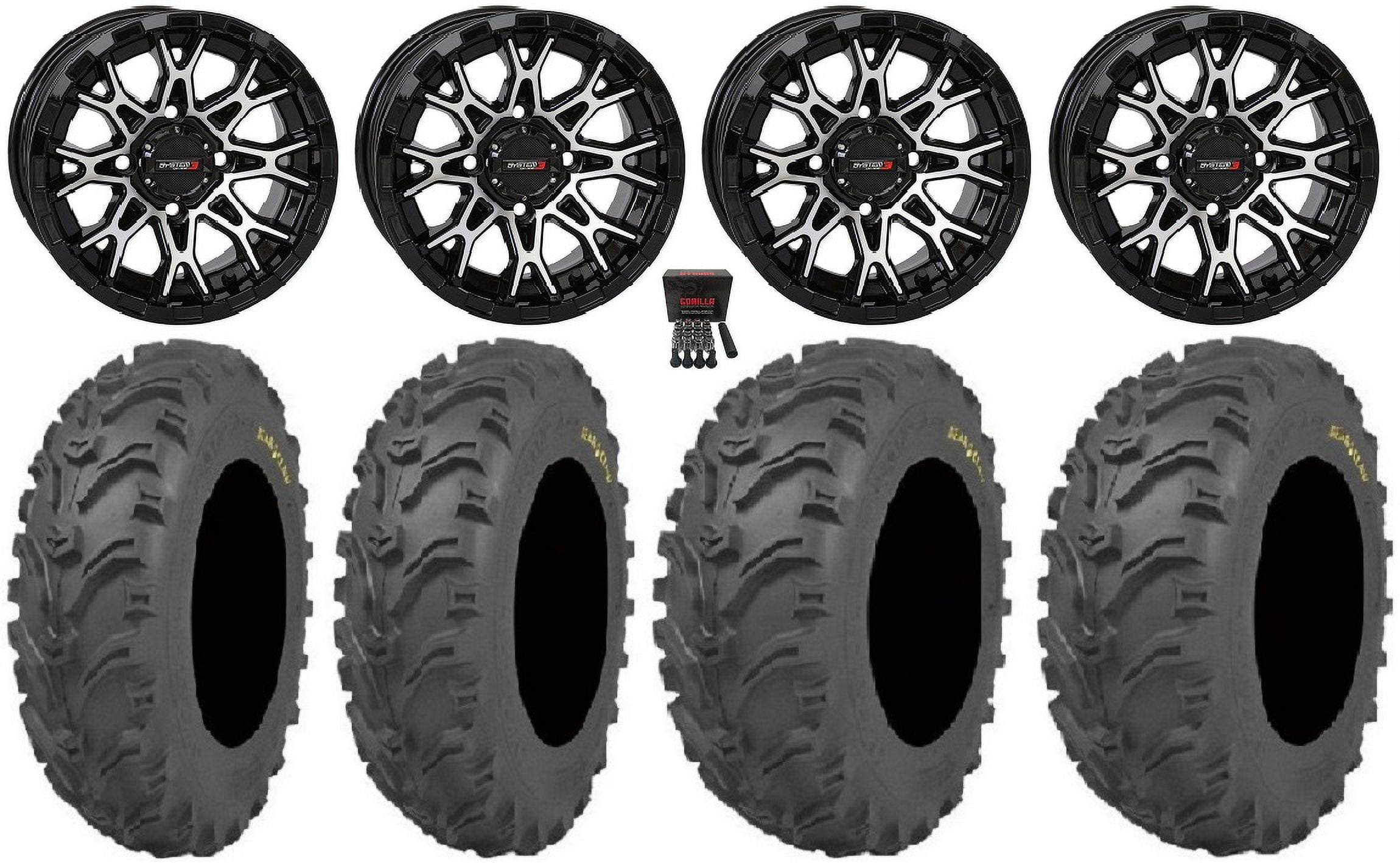 System 3 ST-6 12" Wheels Black 27" Bear Claw Tires Honda Foreman ...