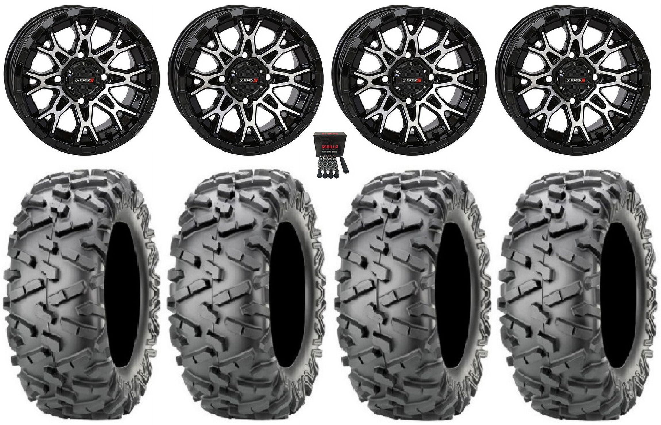 System 3 ST-6 12" Wheels Black 28" BigHorn 2.0 Tires Honda Rincon ...