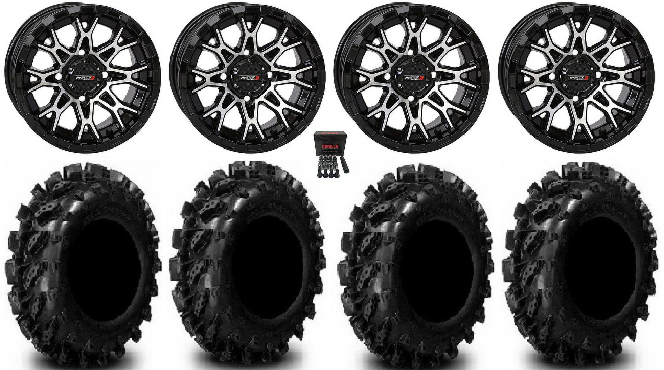 System 3 ST-6 12" Wheels Black 29.5" Swamp Lite Tires Honda Rincon ...