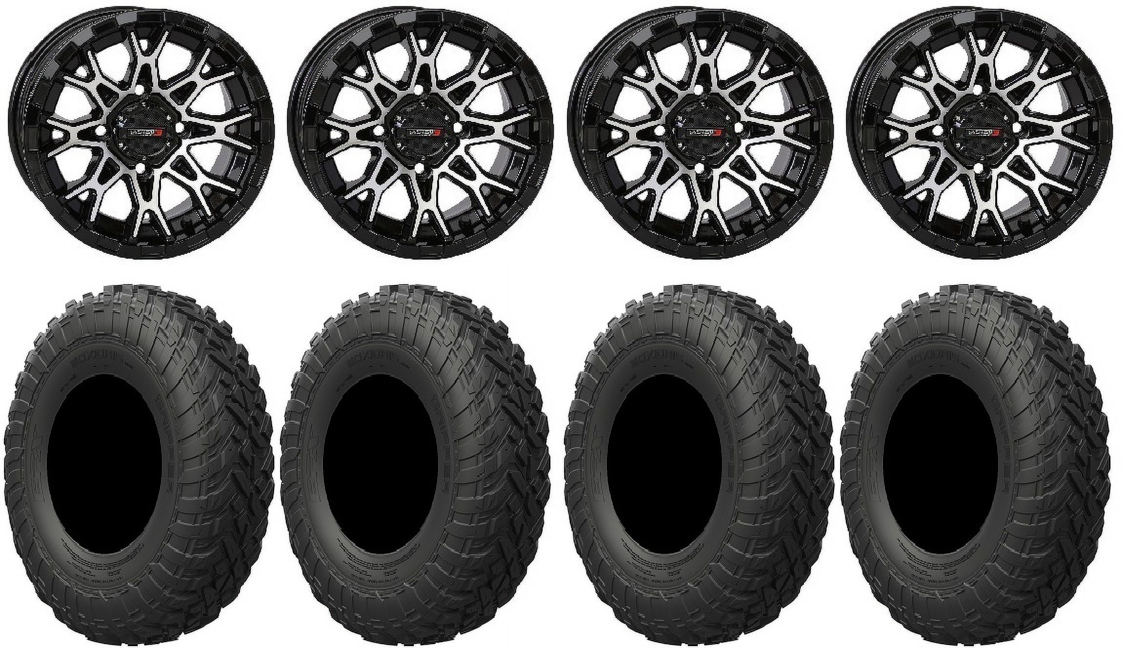 System 3 ST-6 14" Wheels Black 32" Gripper M/T Tires Sportsman RZR ...