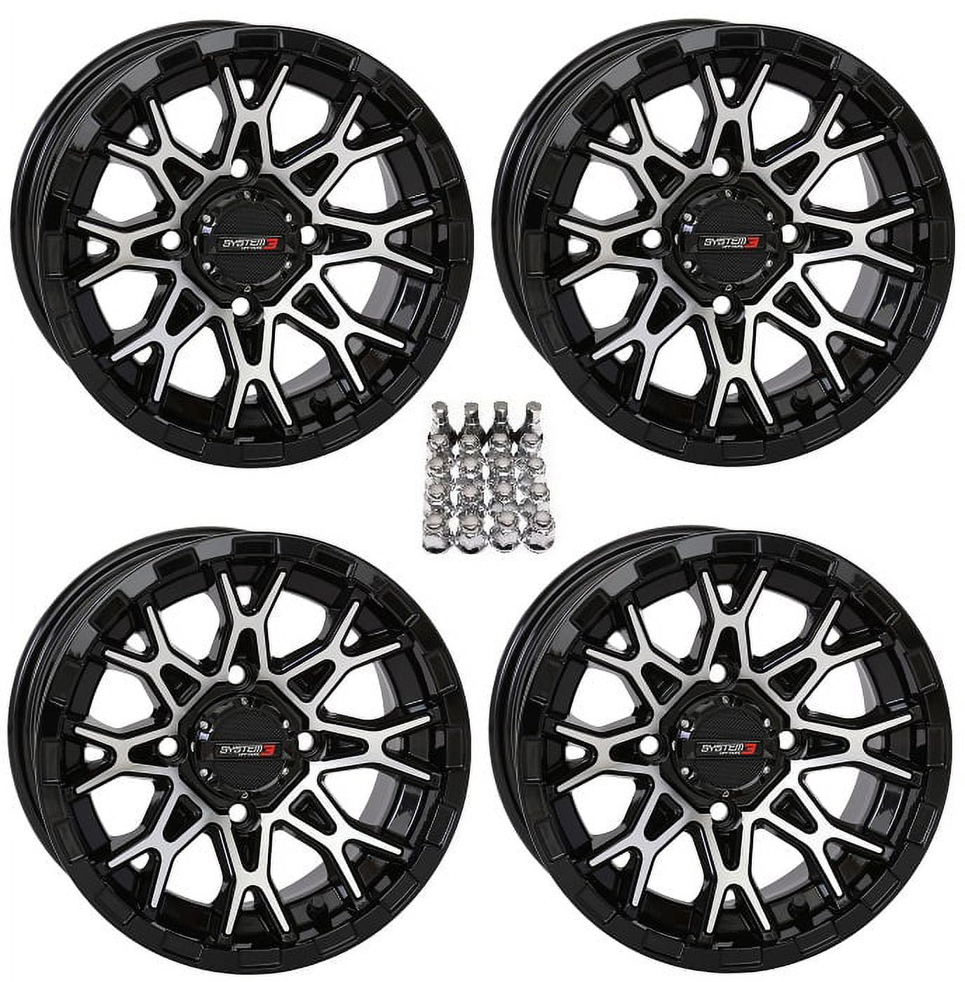 System 3 ST-6 14" ATV Rims UTV Wheels Black for Can-Am Commander ...