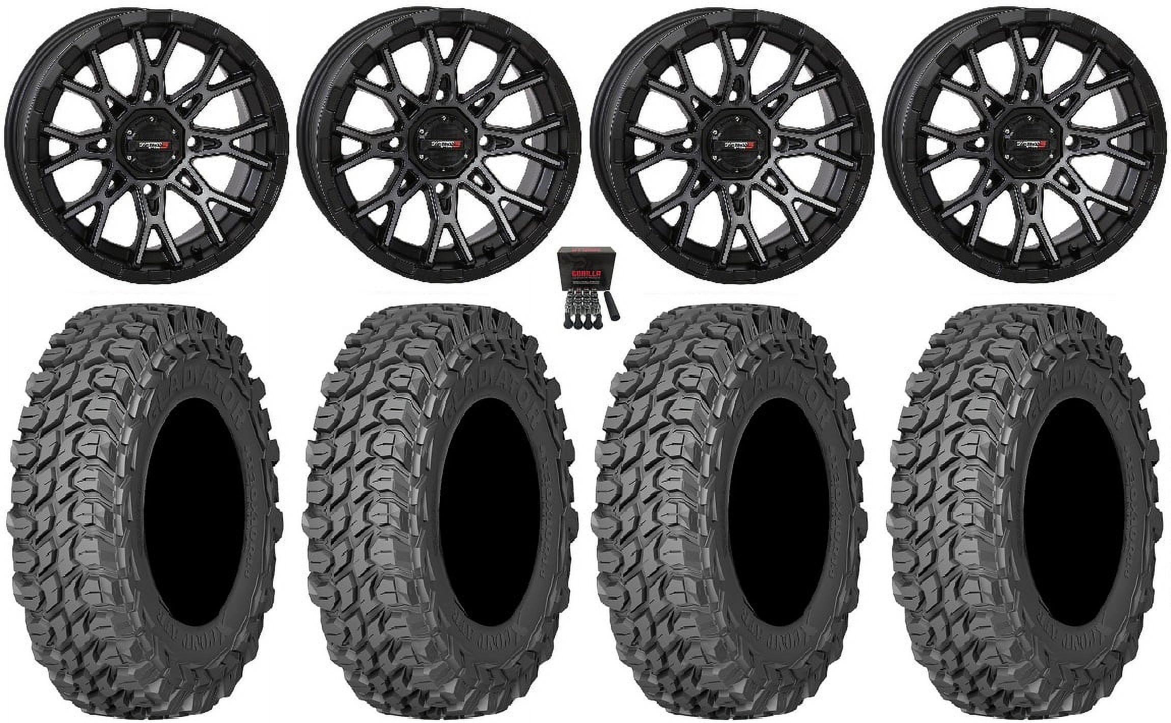 "System 3 ST-6 14"" Dark Tint Wheels & 28"" X Comp ATR Tires ATV/UTV ...