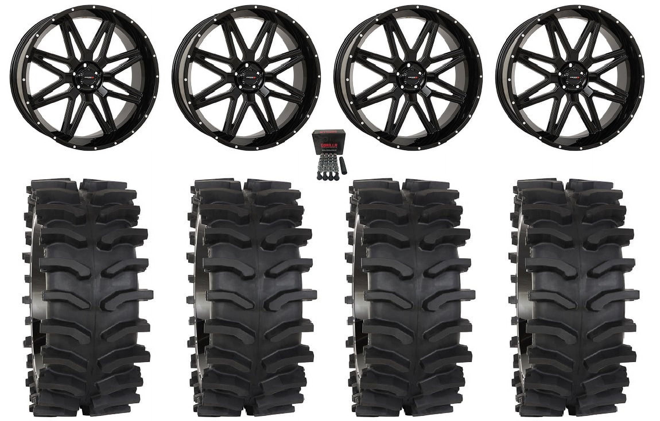 System 3 ST-7 24" Wheels Black 35" XT400W Tires Polaris RZR Turbo R ...