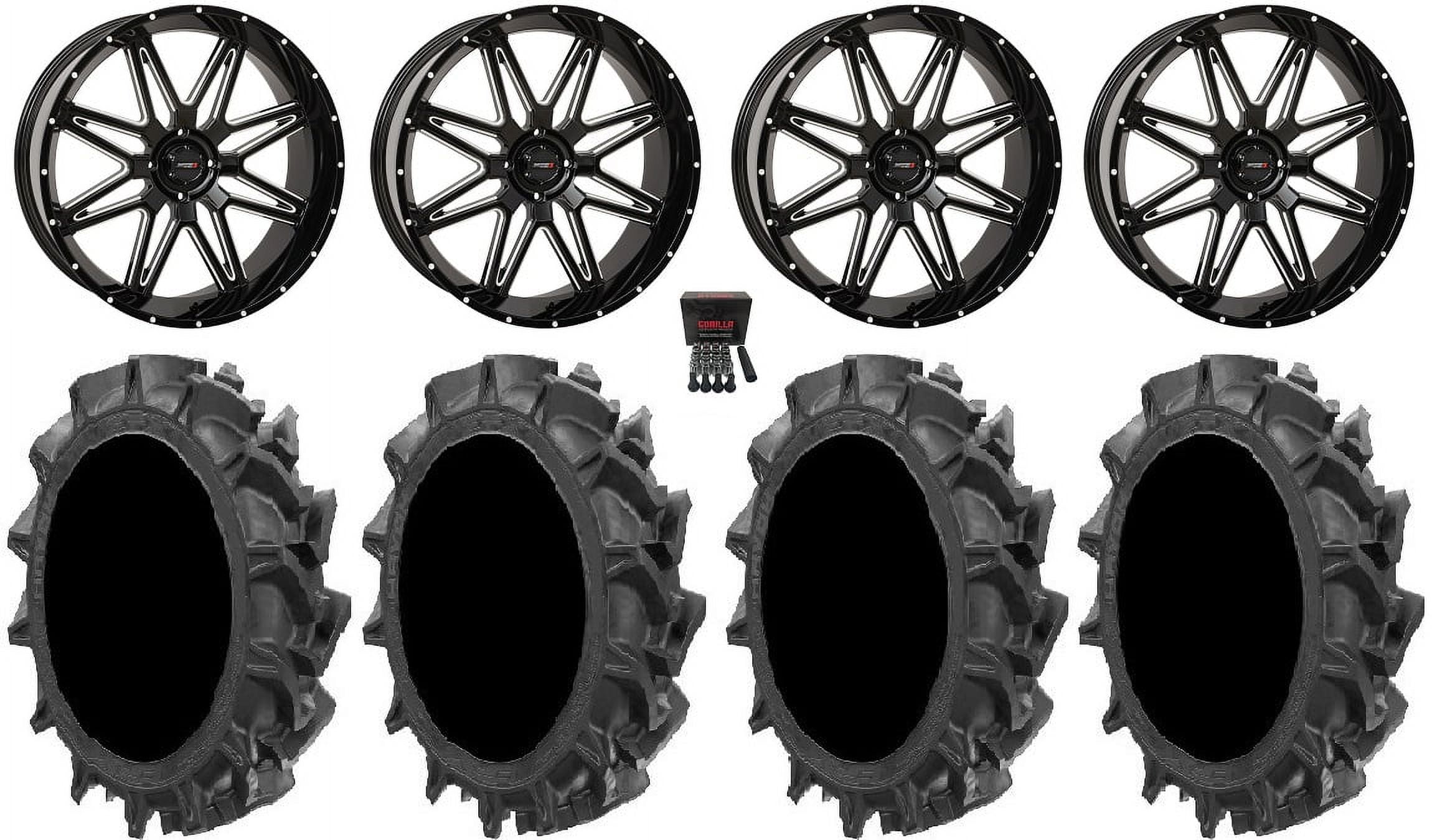 System 3 ST-7 24" Wheels Milled 45" MotoHavok Tires Can-Am Maverick X3 ...