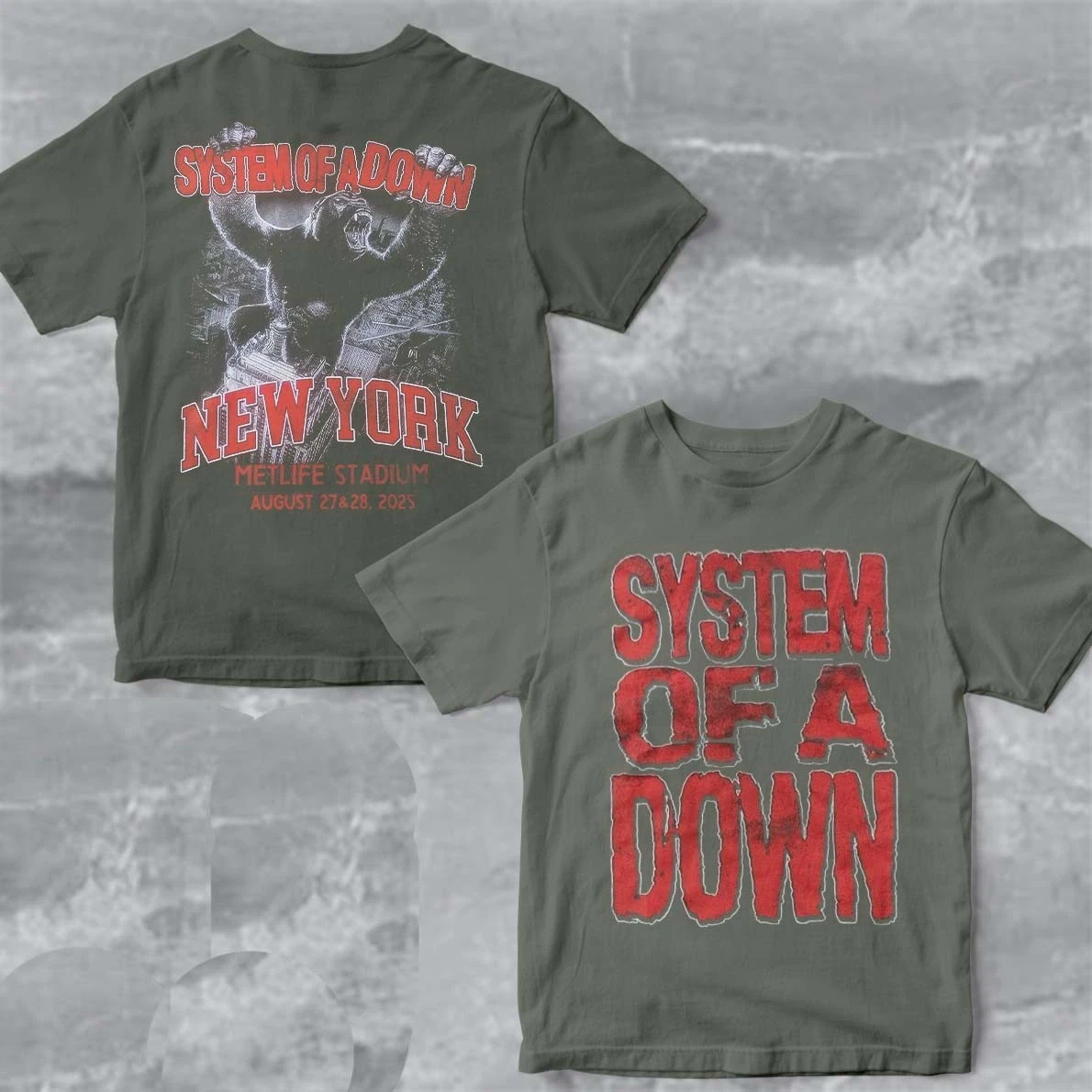 System Of A Down NY Stadium 2025 Merch Tee Logo With King Ko.ng Art ...
