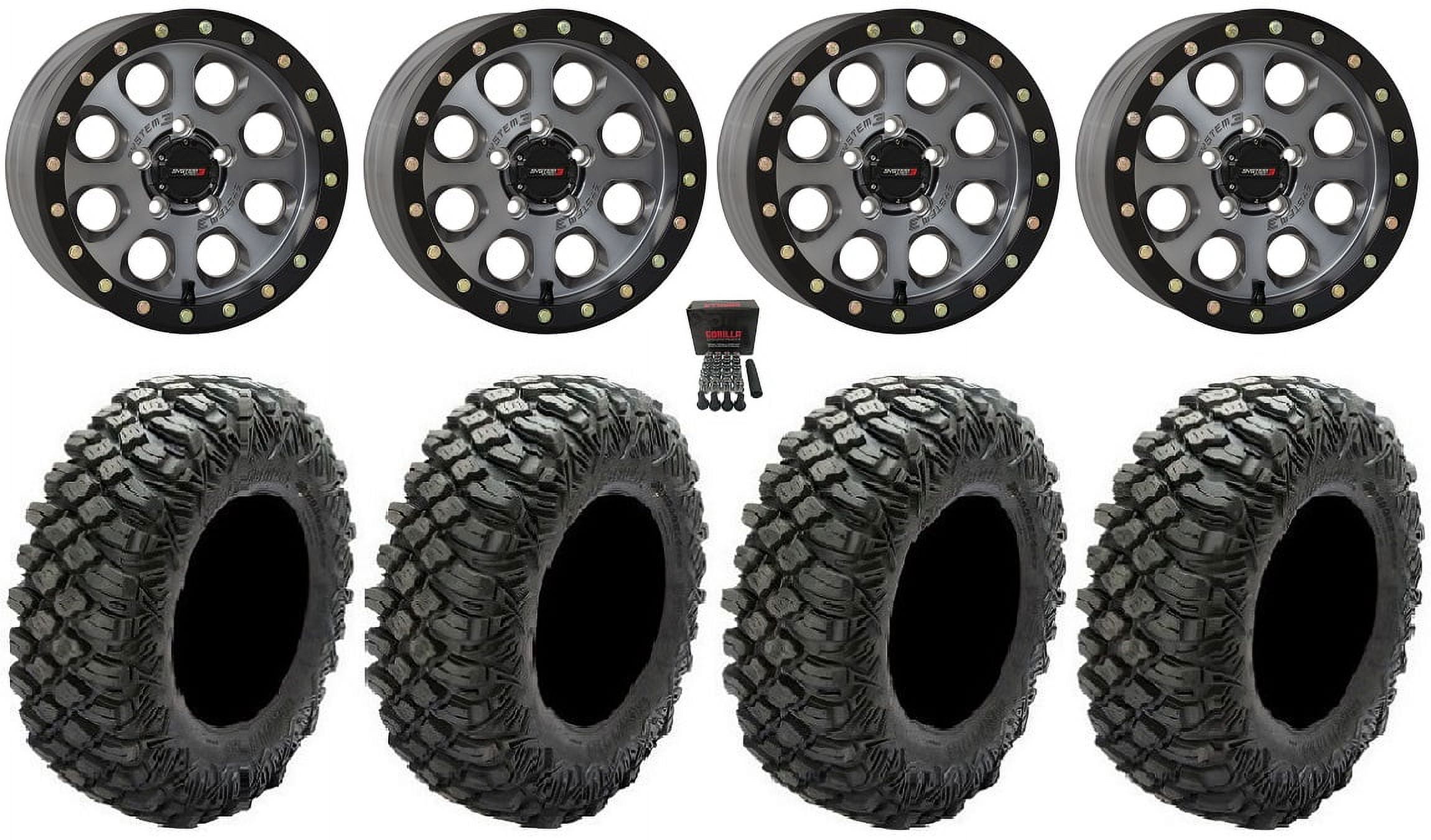 System SB-7 Bdlk 15" Wheels Ti (4+3) 32" Crawler XG Tires Polaris RZR ...