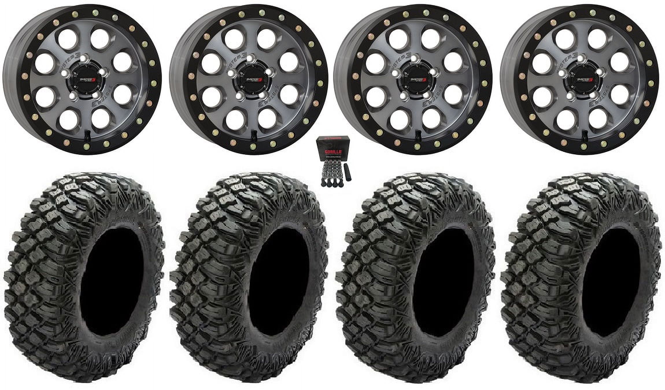 System SB-7 Bdlk 15" Wheels Ti (4+3) 32" Crawler XR Tires Polaris RZR ...