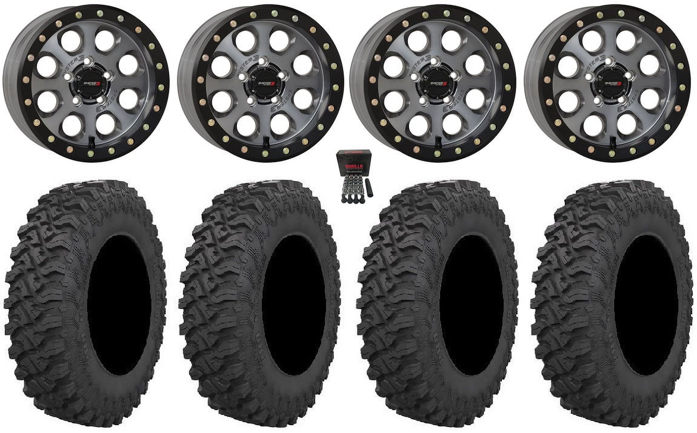 System SB-7 Bdlk 15" Wheels Ti (4+3) 33" Pro Runner Tires Polaris RZR ...