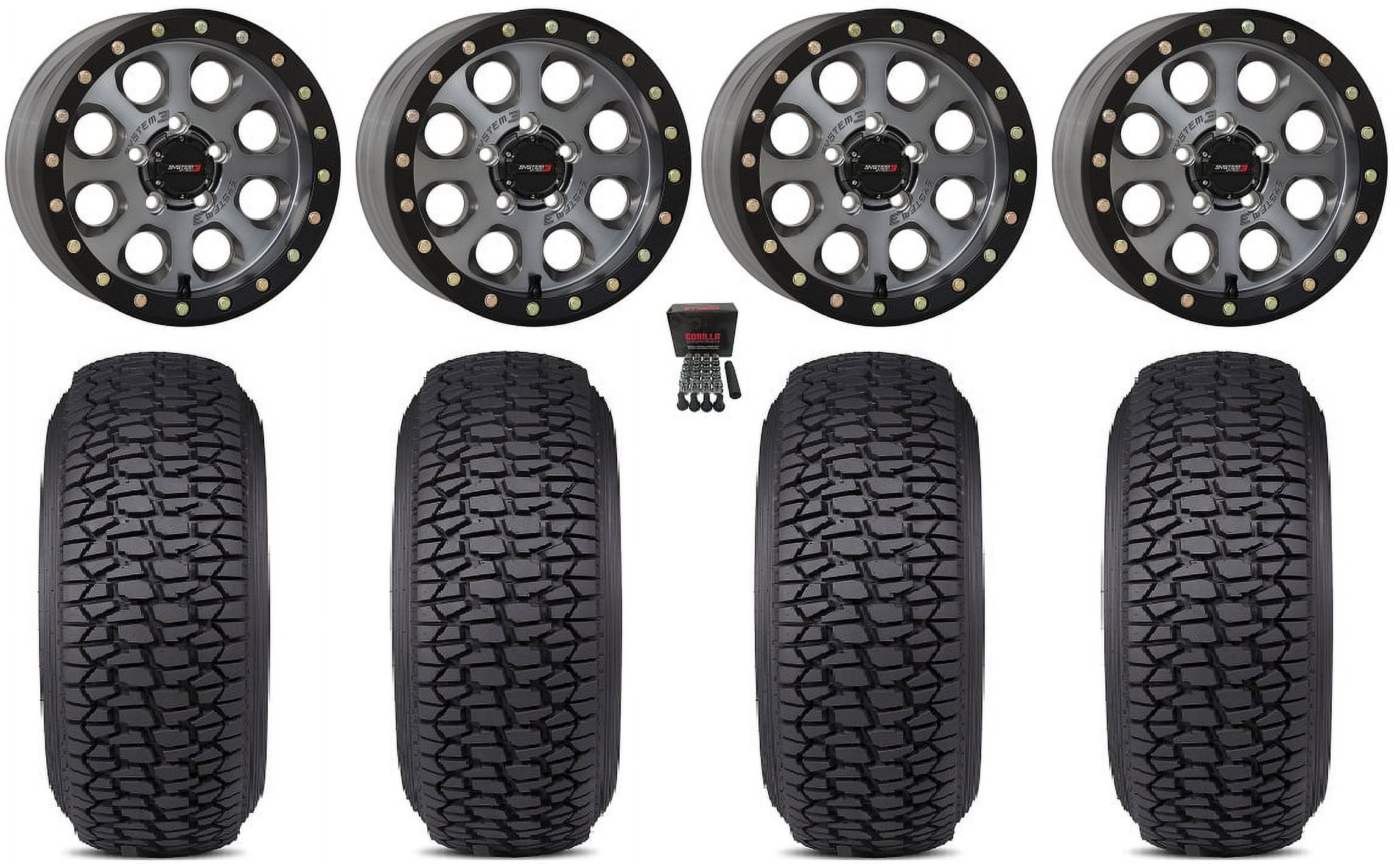 System SB-7 Bdlk 15" Wheels Ti (4+3) 33" Regulator 2 Tires Polaris RZR ...