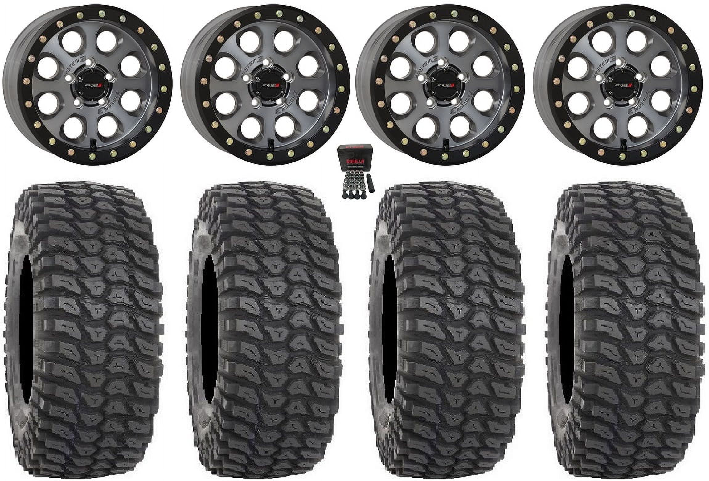 System SB-7 Bdlk 15" Wheels Ti (4+3) 35" XCR350 Tires Polaris RZR Turbo ...