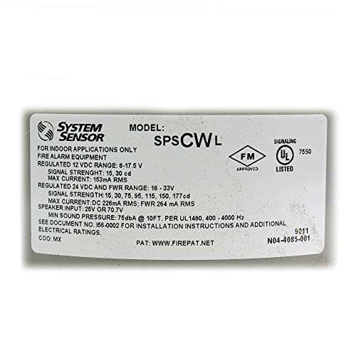 System Sensor SPSCWL Ceiling Mount Speaker Strobe, Clear Lens, White ...