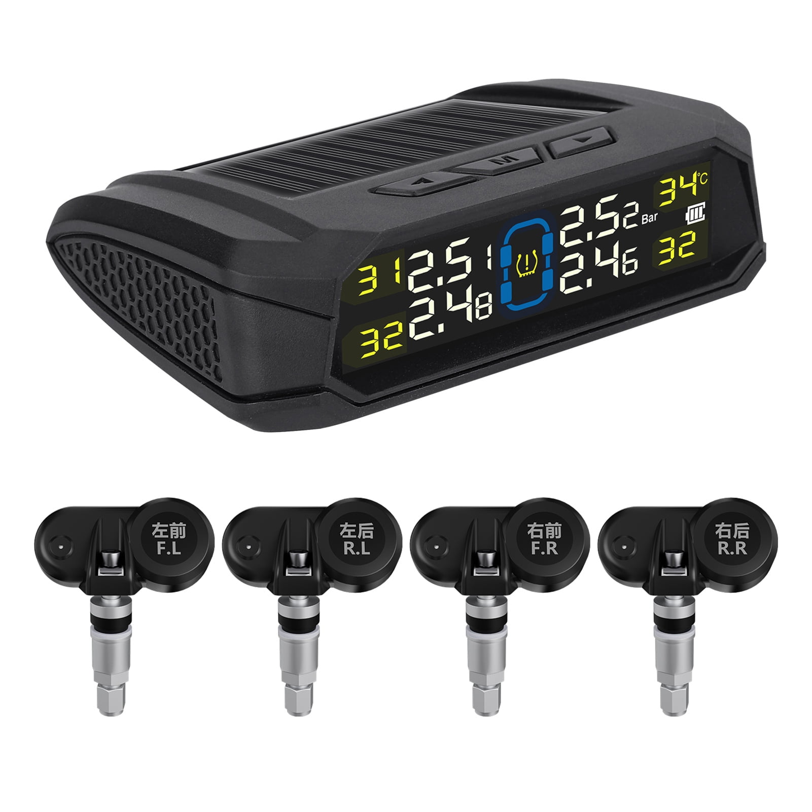 System Tire Pressure Monitoring System, Wireless Solar Tire Pressure Monitor System With LCD ...