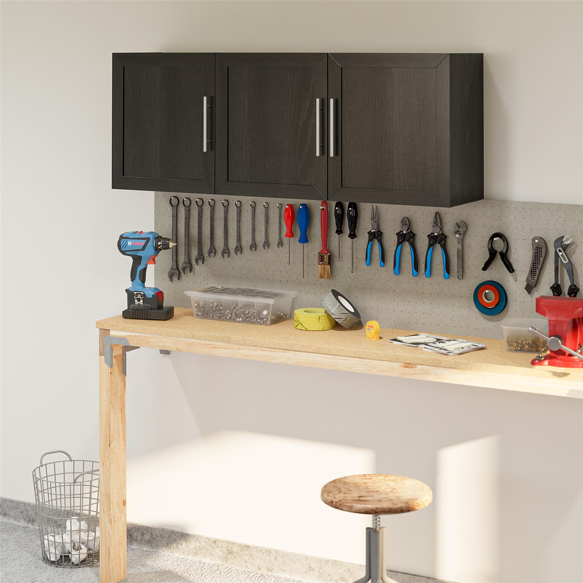Systembuild Evolution Westford Framed 54" Wall Cabinet, Black Oak ...