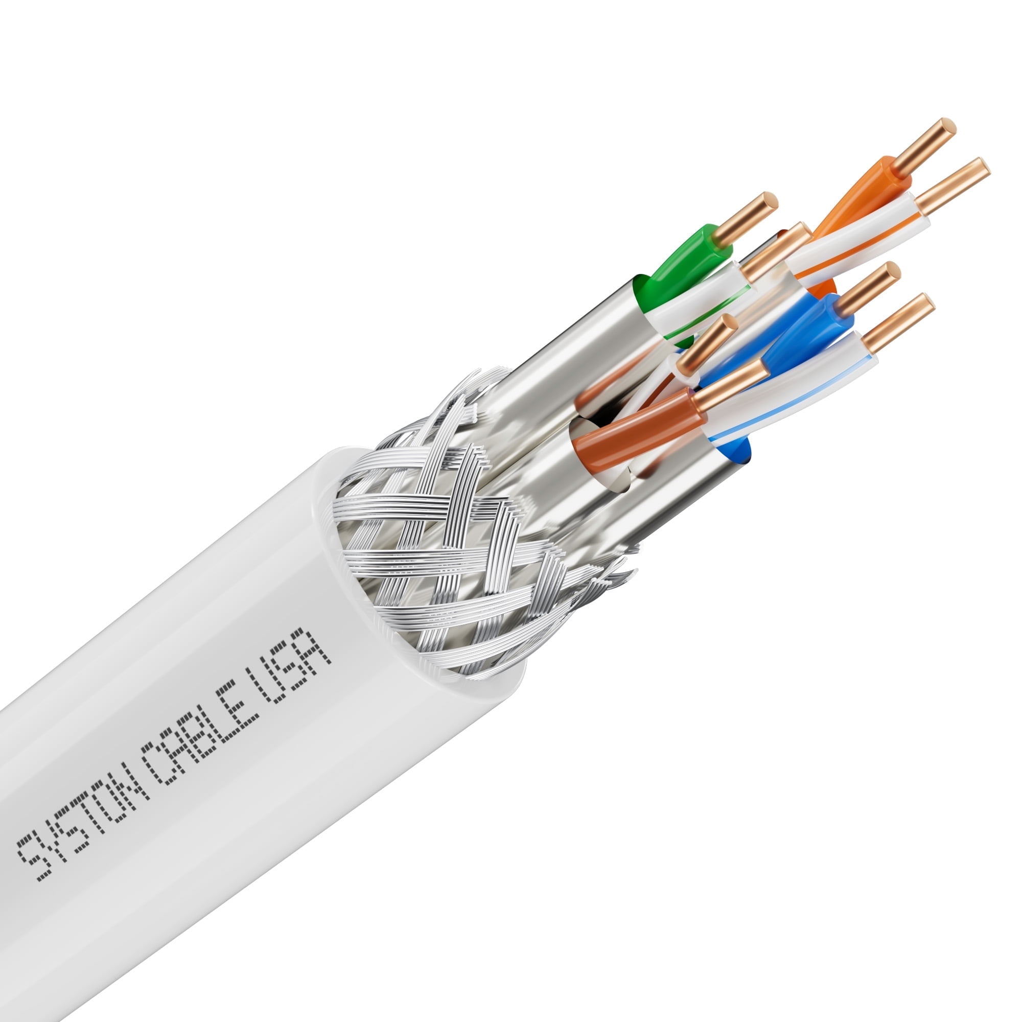 Syston Cable Cat8 Ethernet Bulk Raw Cable 2000MHz 2GHz 40GB 50 ft Solid ...