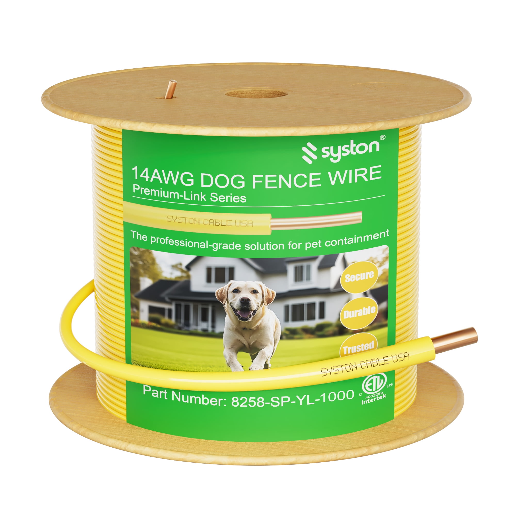 Syston Underground Dog Fence Wire (1000 ft, Yellow), 14 Gauge Heavy ...
