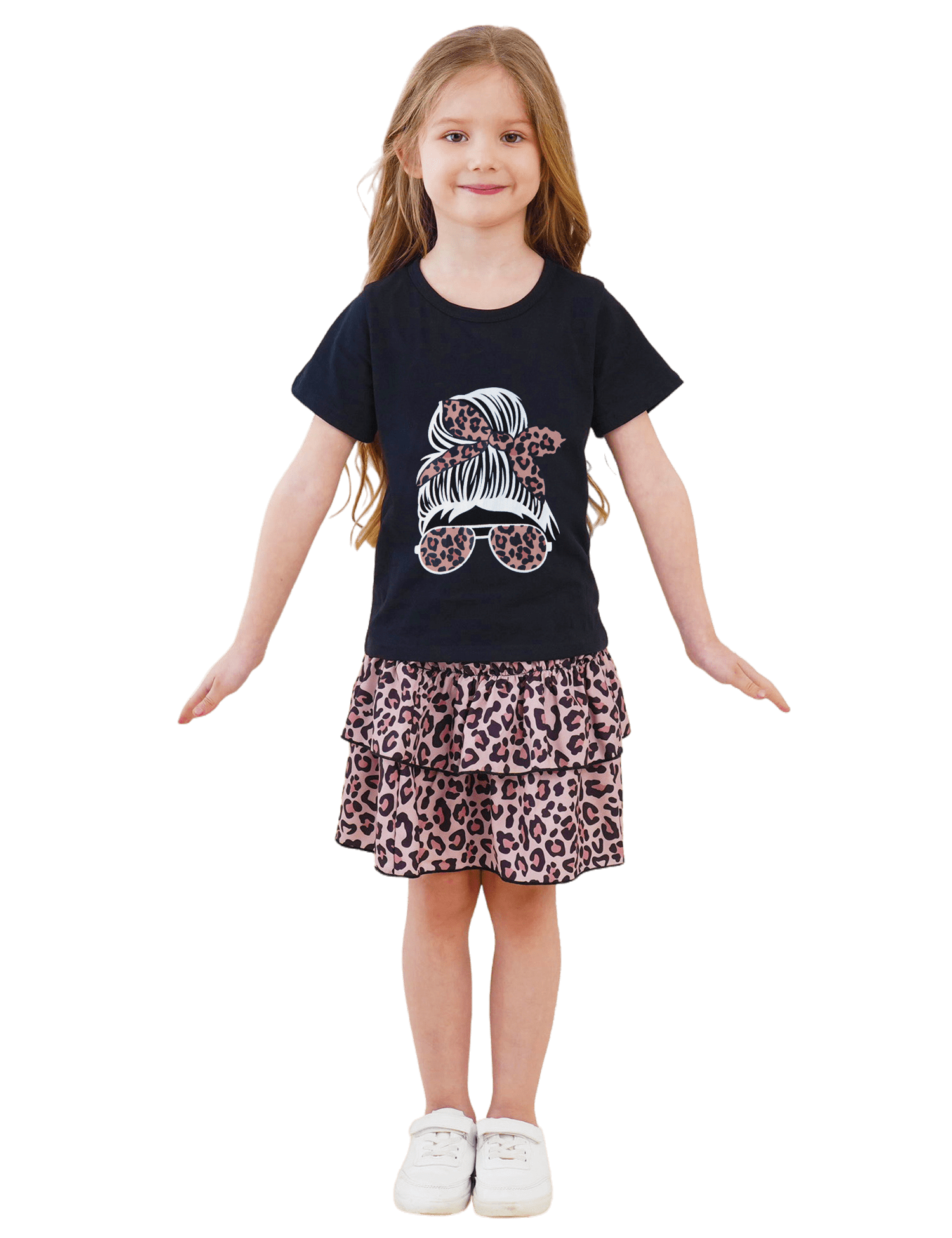 Sytepopcy Little Girls Summer Outfits Short Sleeve Figure Graphic Top ...