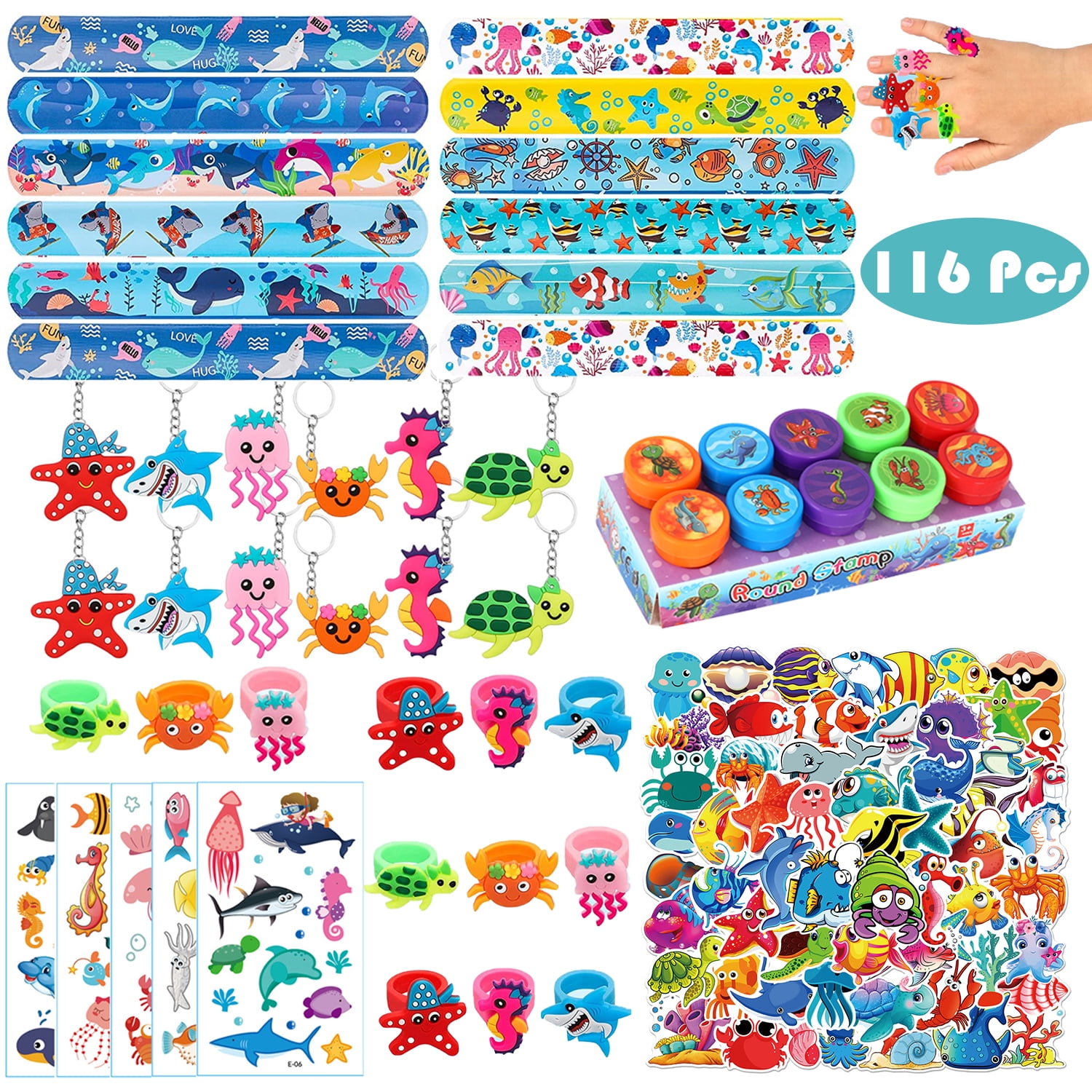 Sytle-Carry 116 Pcs Sea Animal Party Favors, Goodie Bag Fillers, Stamps ...