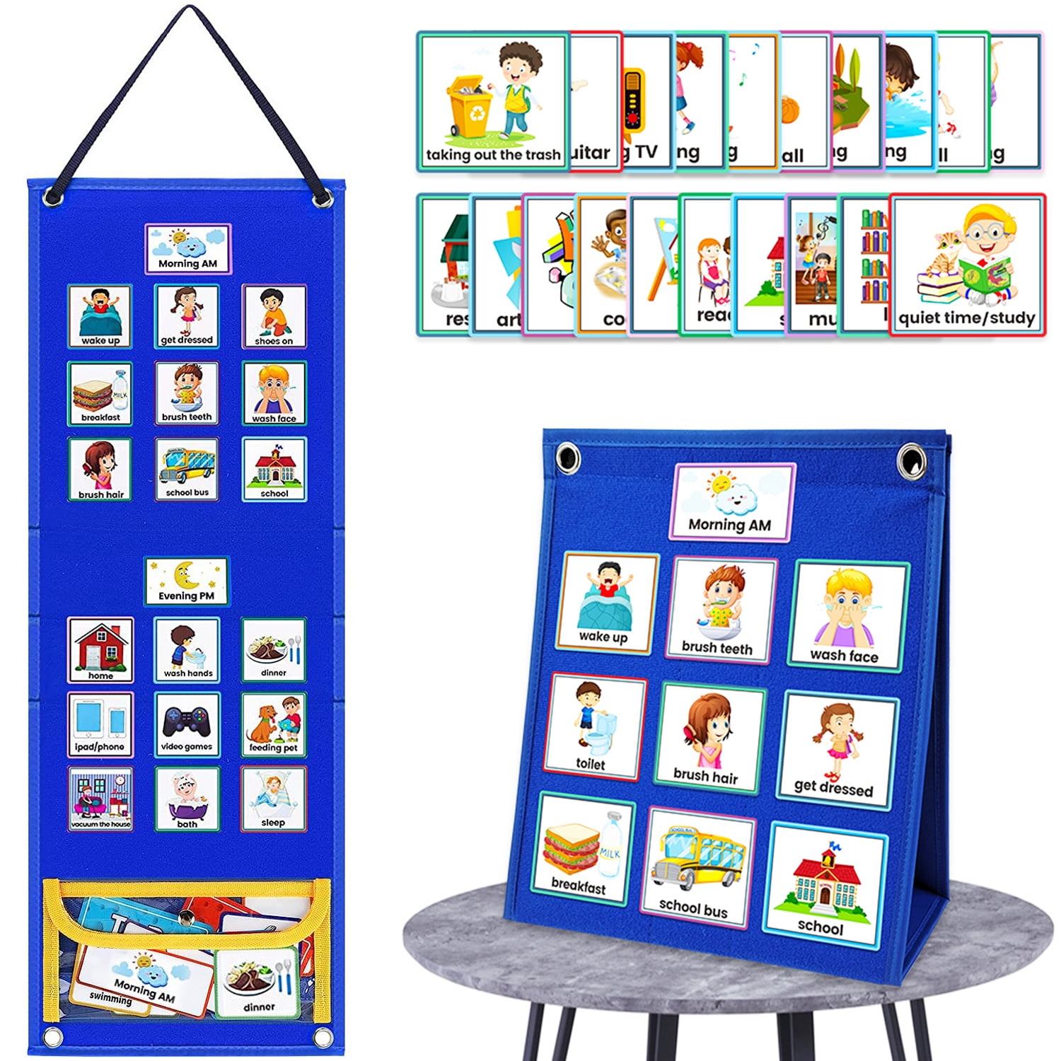 Sytle-Carry Visual Schedule for Kids Chore Chart, Bedtime Routine Chart ...