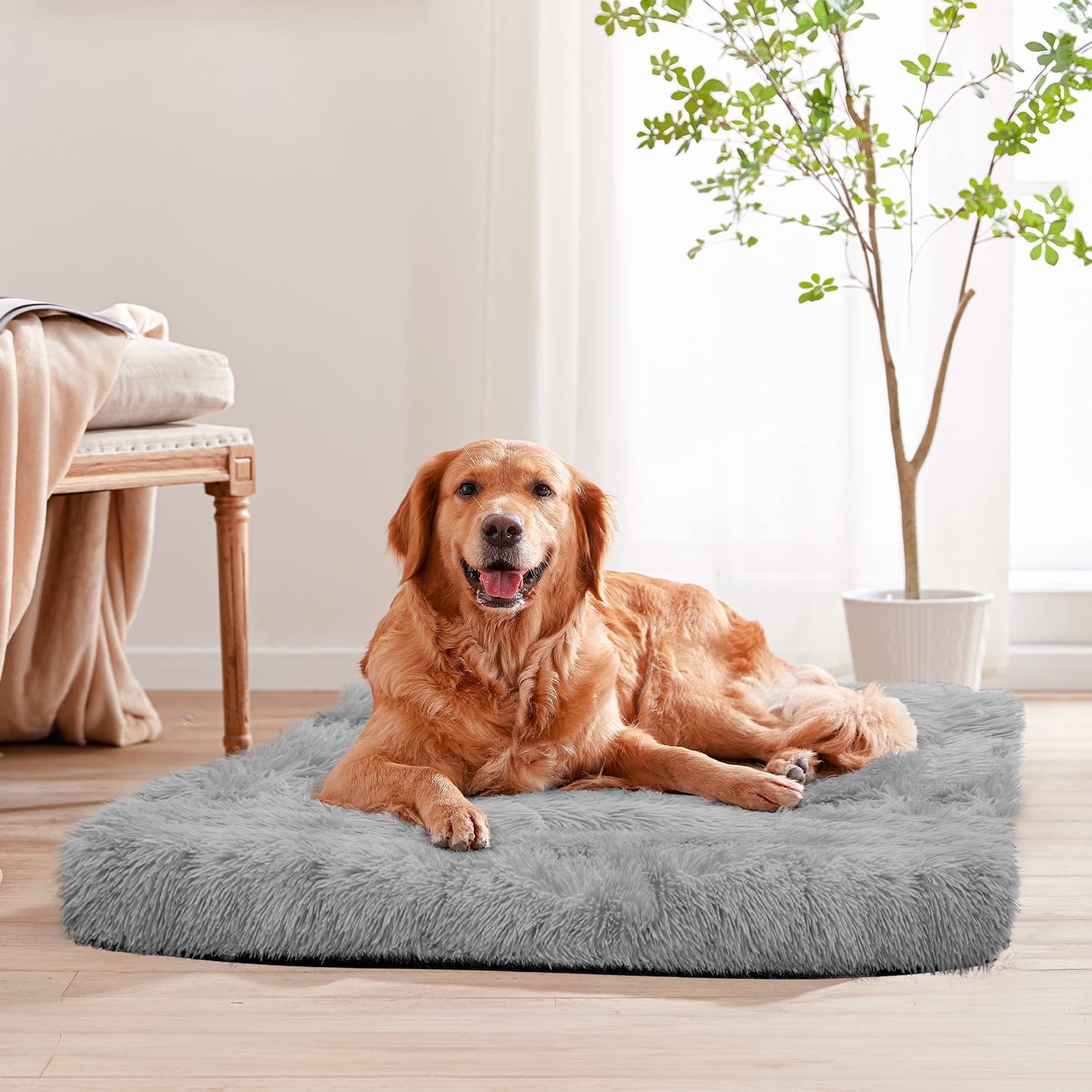 Sytopia Rectangle XLarge Dog Bed, Washable Plush Fluffy Dog Beds for ...