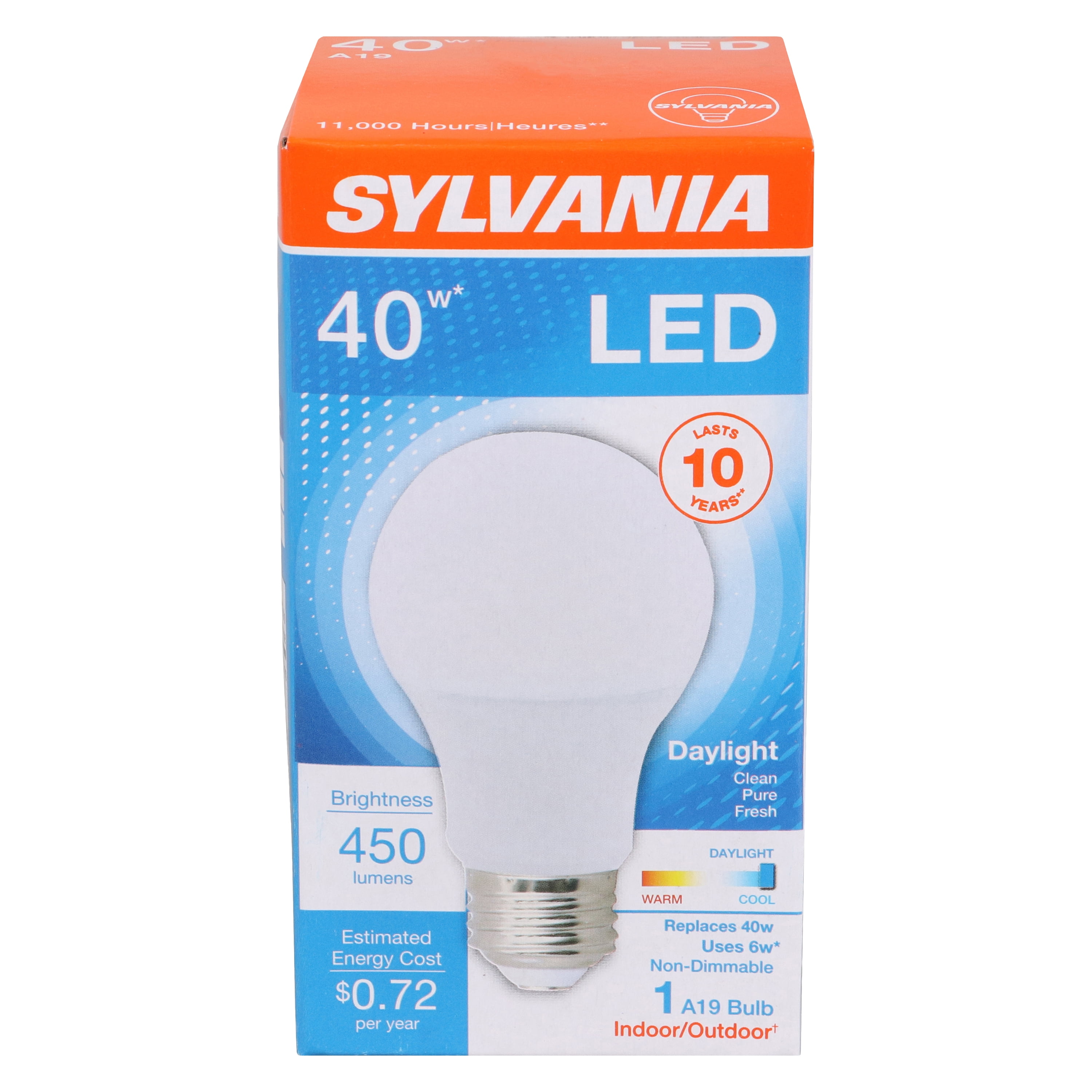 Sylvania LED Light Bulb, 6W (40W Equivalent), Daylight, 1-count ...