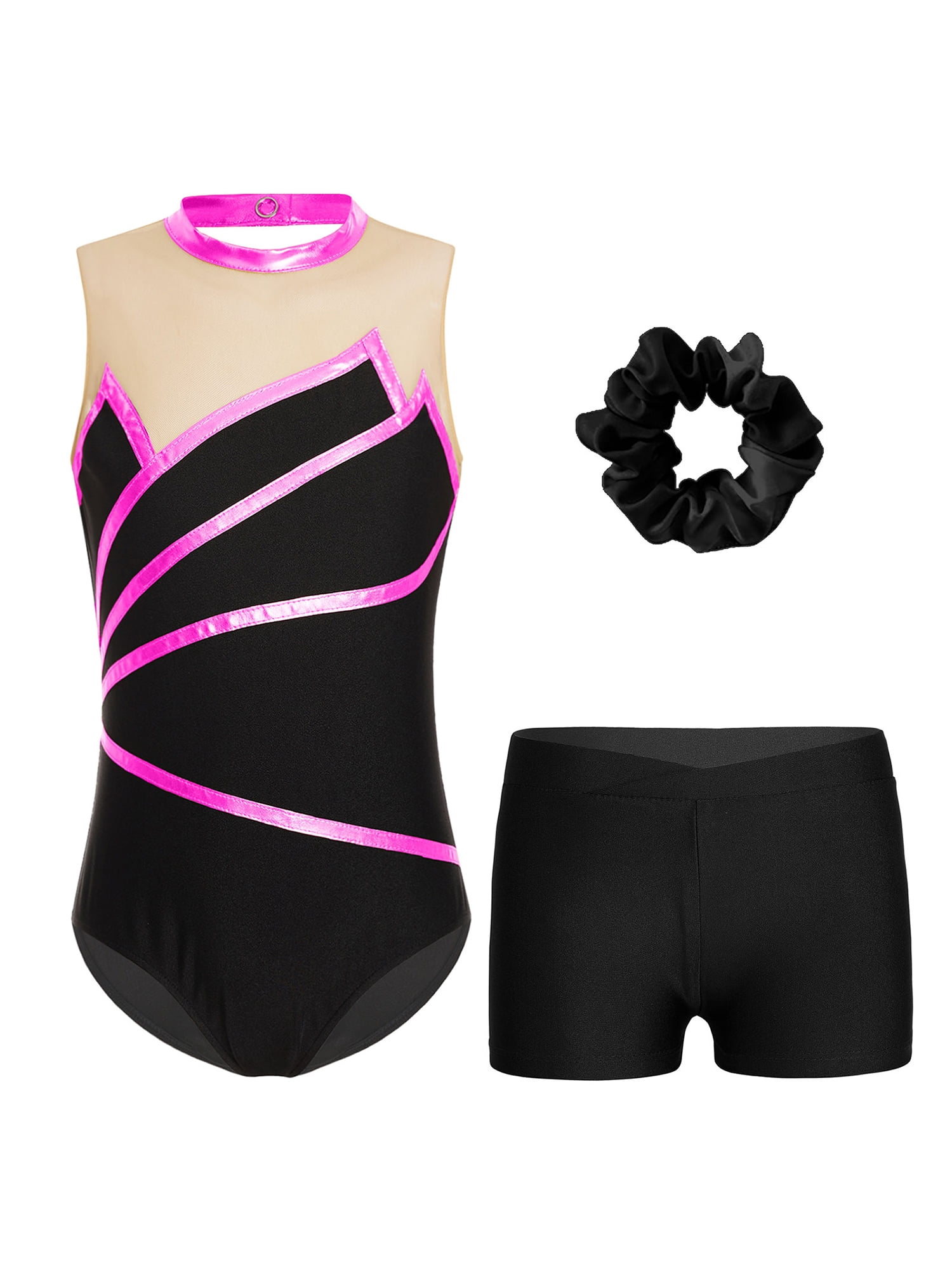 Sywiyi Girls Dance Suit Sleeveless Ballet Leotard with Shorts ...