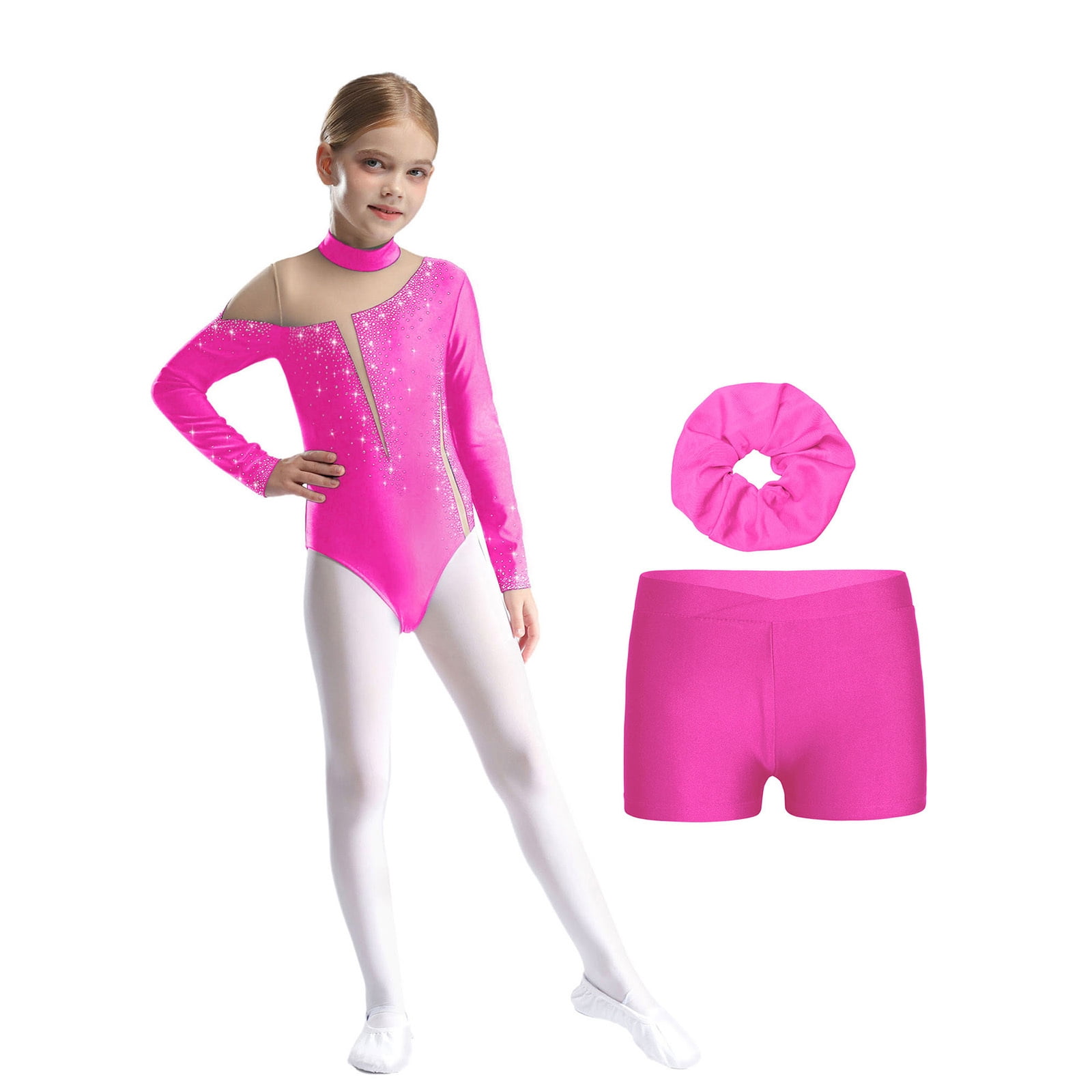 Sywiyi Gymnastics Leotard for Girls Kids Shiny Dance Biketard with ...