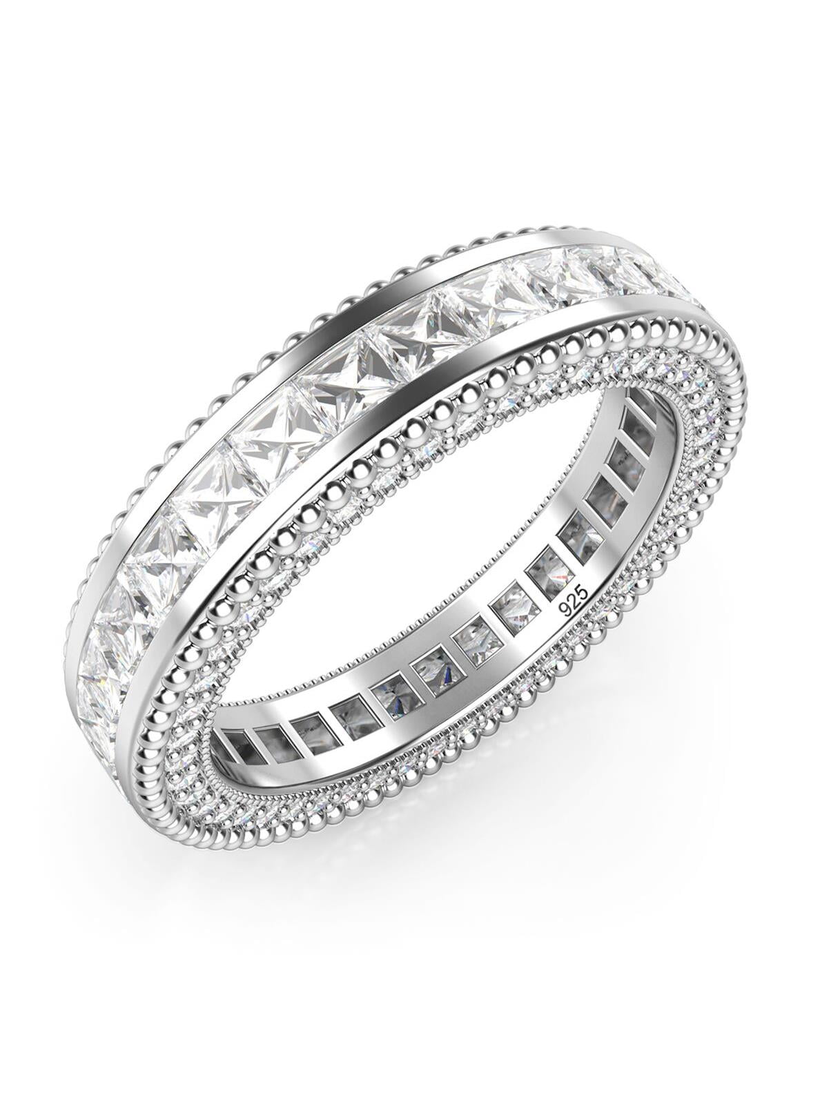 Sz 10 Sterling Silver 925 CZ Milgrain Eternity Ring with Vintage Edges ...