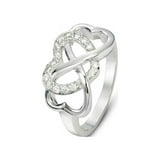 Sz 11 Sterling Silver Cubic Zirconia Infinity & Heart Symbol CZ Wedding Band Ring - Walmart.com
