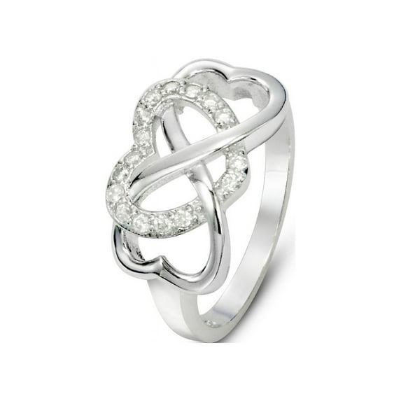 Sz 11 Sterling Silver Cubic Zirconia Infinity & Heart Symbol CZ Wedding ...