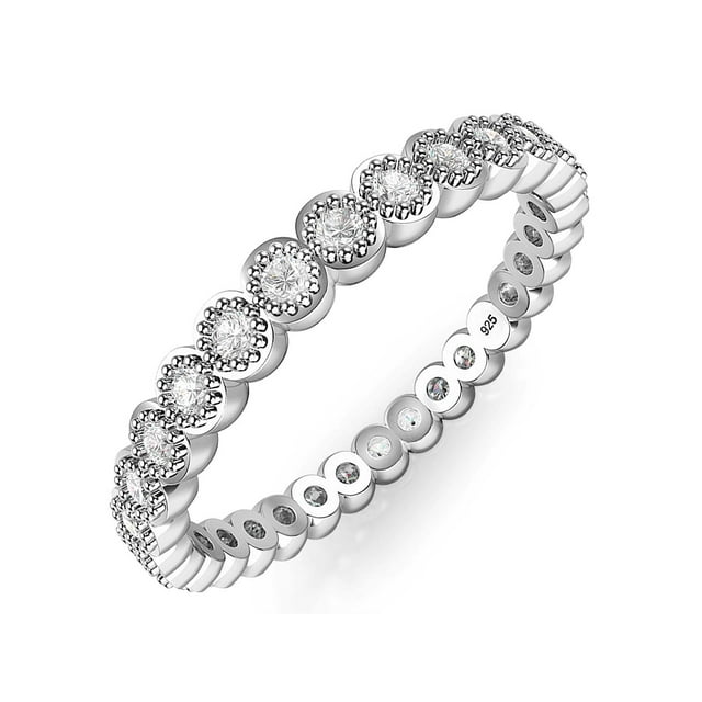 Sz 5 Sterling Silver CZ Stackable Anniversary Eternity Cubic Zirconia ...