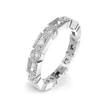 Sz 5 Sterling Silver CZ Stackable Anniversary Eternity Cubic Zirconia ...