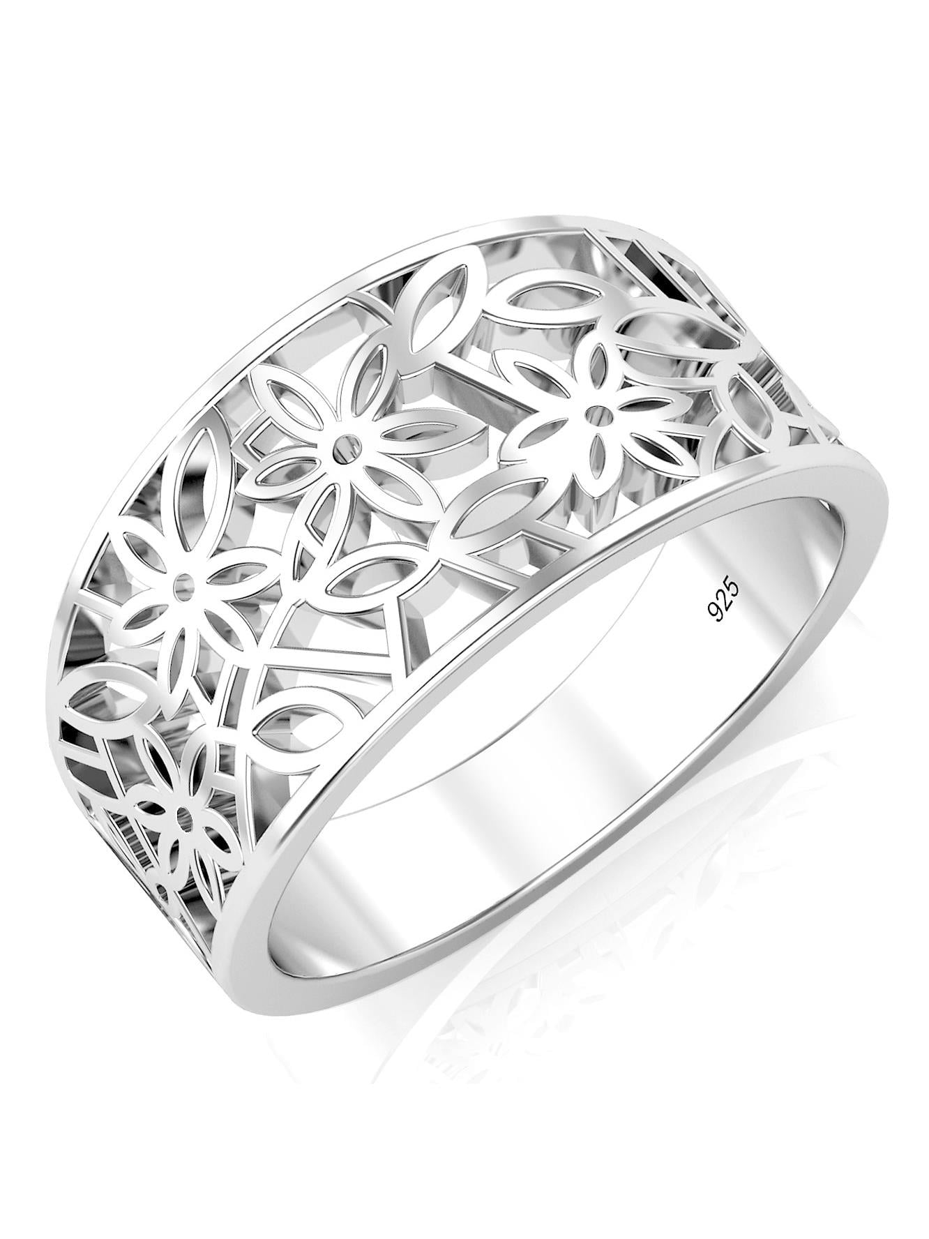 Sz 8 Sterling Silver 925 Victorian leaf Filigree Ring - Walmart.com