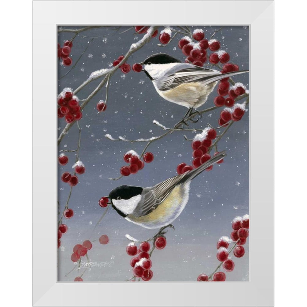 Szatkowski, Fred 15x18 White Modern Wood Framed Museum Art Print Titled - Winter Chickadees II ...